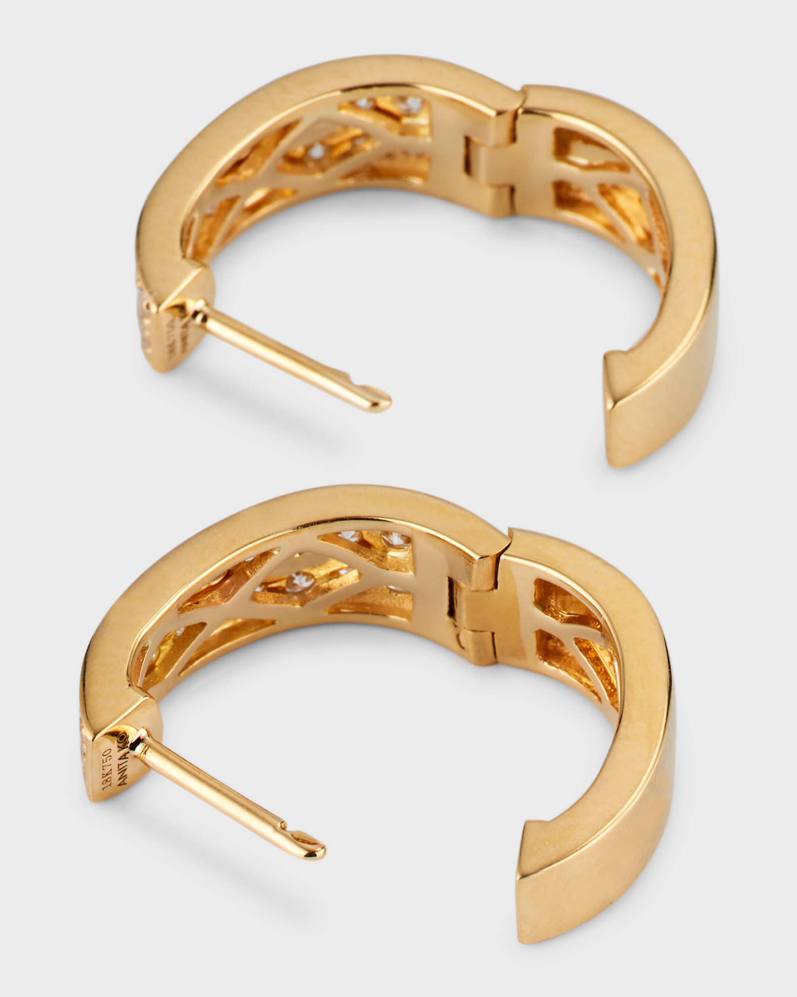 Anita Ko 18K Yellow Gold Pave Diamond Meryl Huggie Earrings | Neiman Marcus