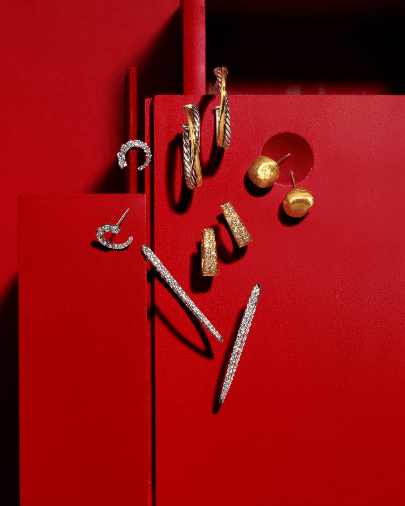 Anita Ko 18K Yellow Gold Pave Diamond Meryl Huggie Earrings | Neiman Marcus