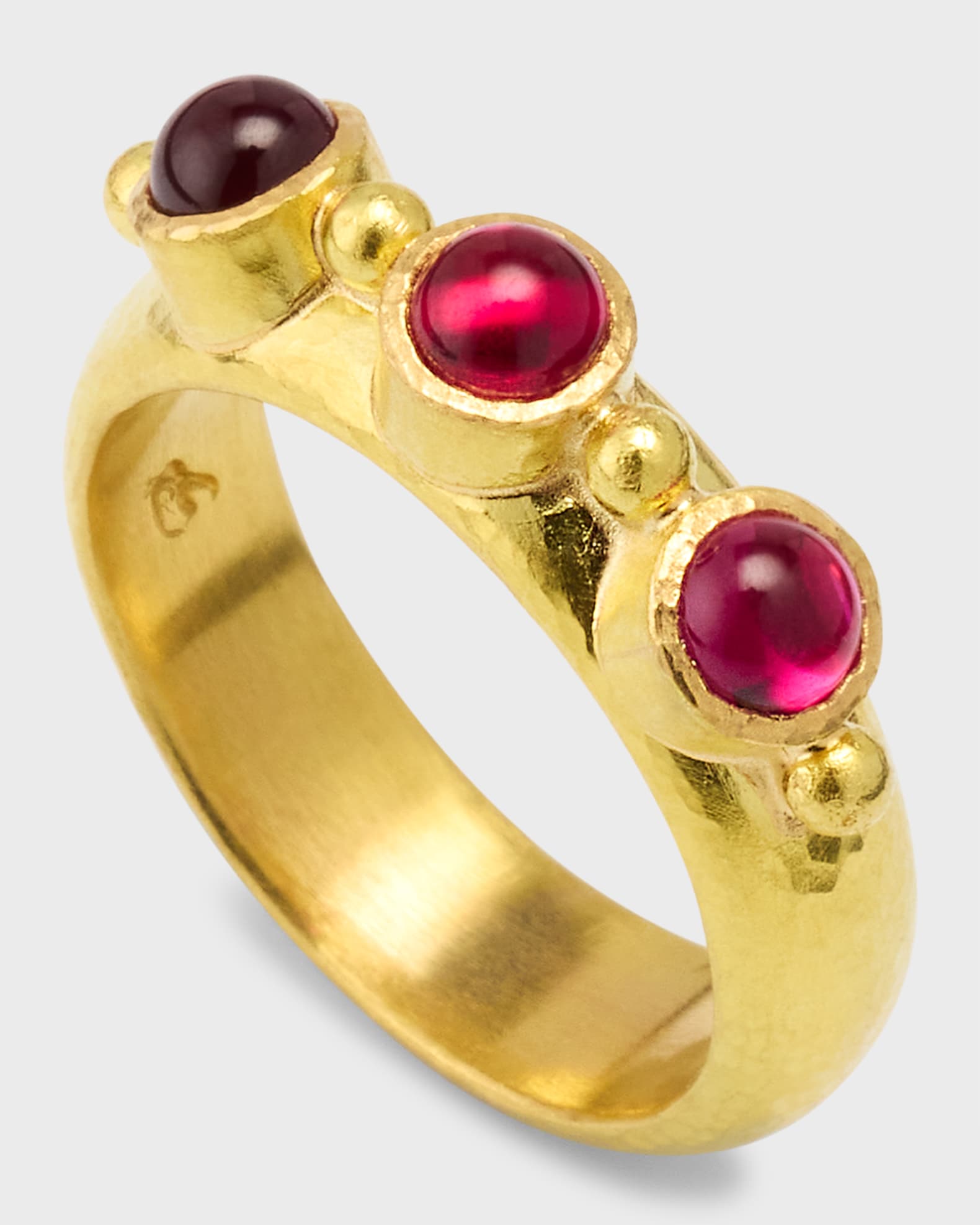 Elizabeth Locke 19k Yellow Gold Ruby Cabochon Stack Ring | Neiman Marcus