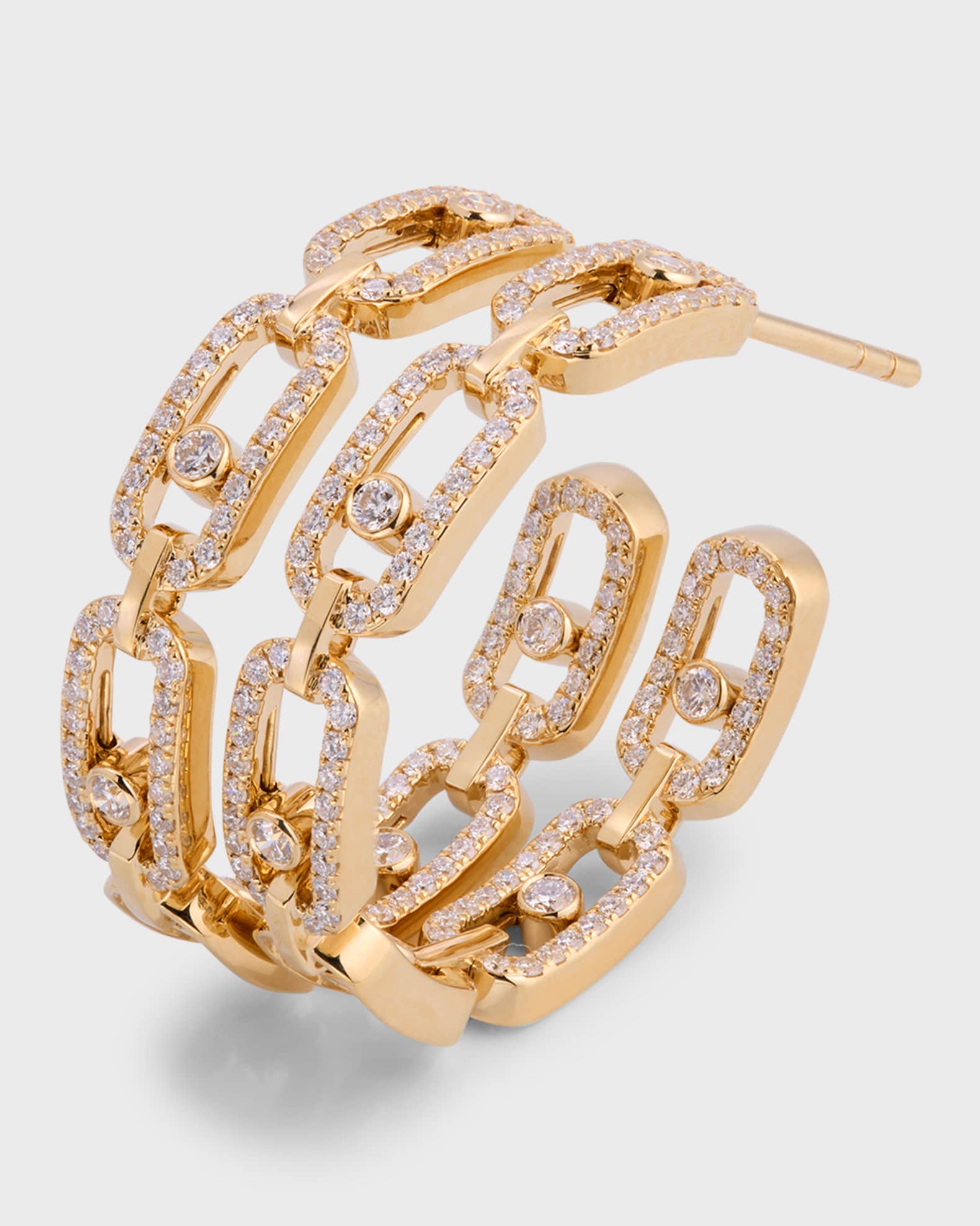 Messika MOVE LINK 18K YELLOW GOLD DIAMOND HOOP EARRINGS | Neiman Marcus