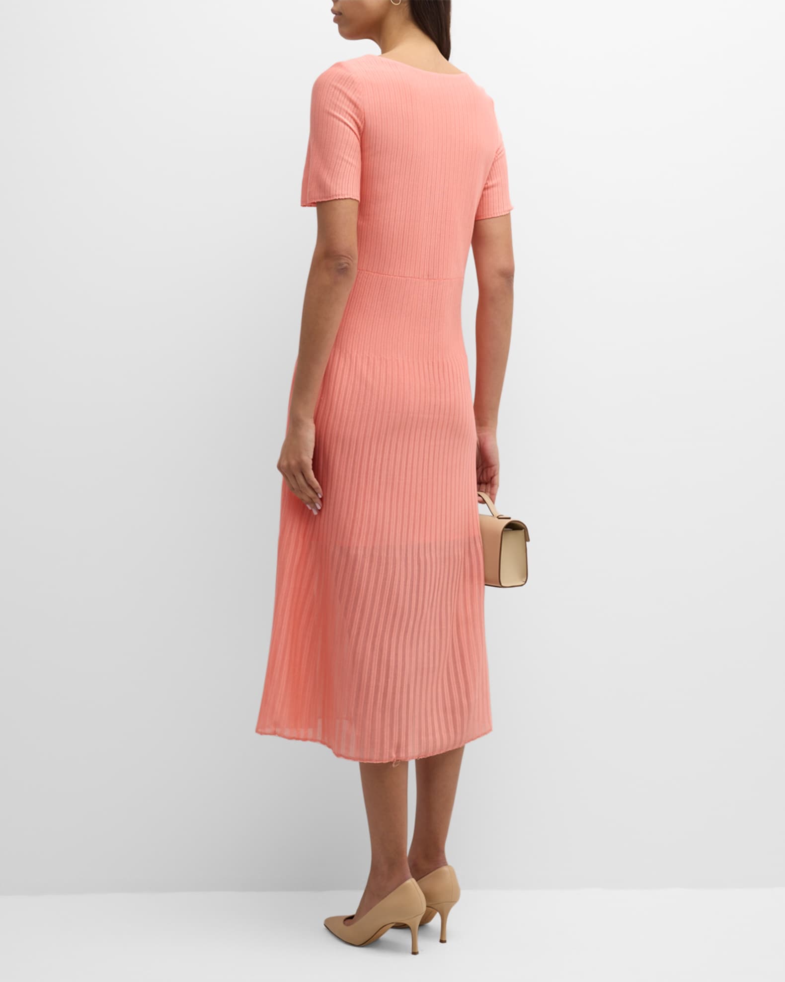 Misook Fit-&-Flare Burnout Knit Midi Dress | Neiman Marcus