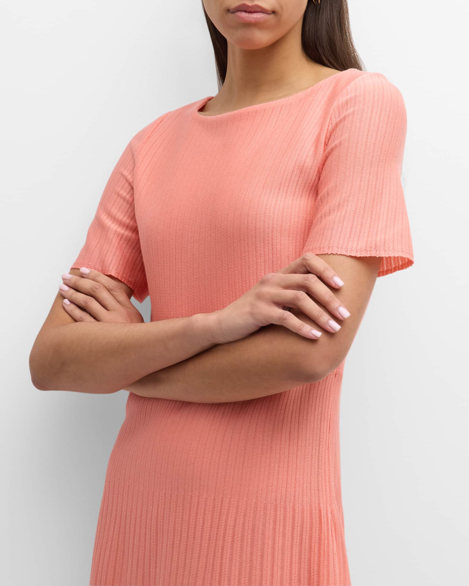 Misook Fit-&-Flare Burnout Knit Midi Dress | Neiman Marcus