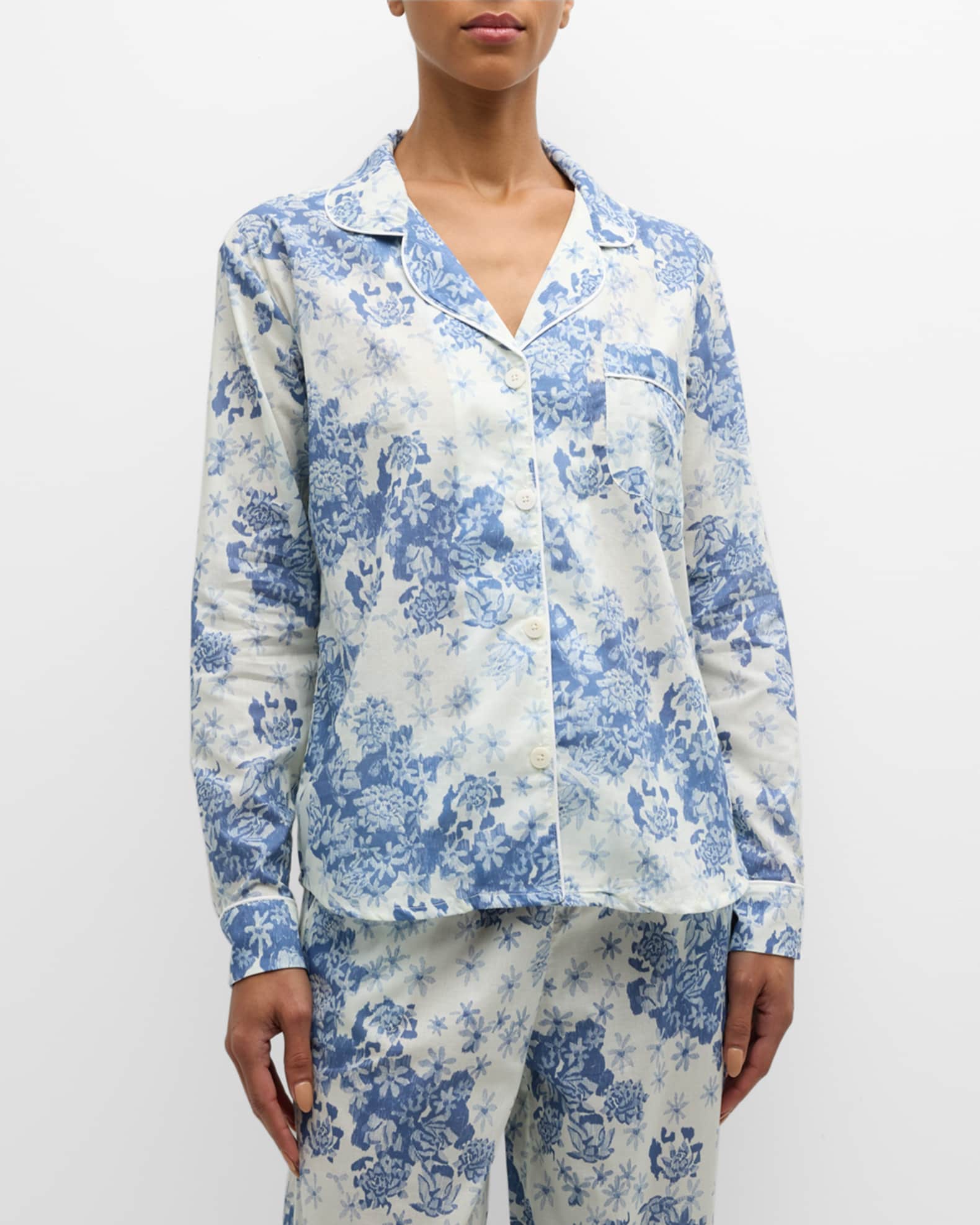 Desmond & Dempsey Floral-Print Cotton Pajama Set | Neiman Marcus