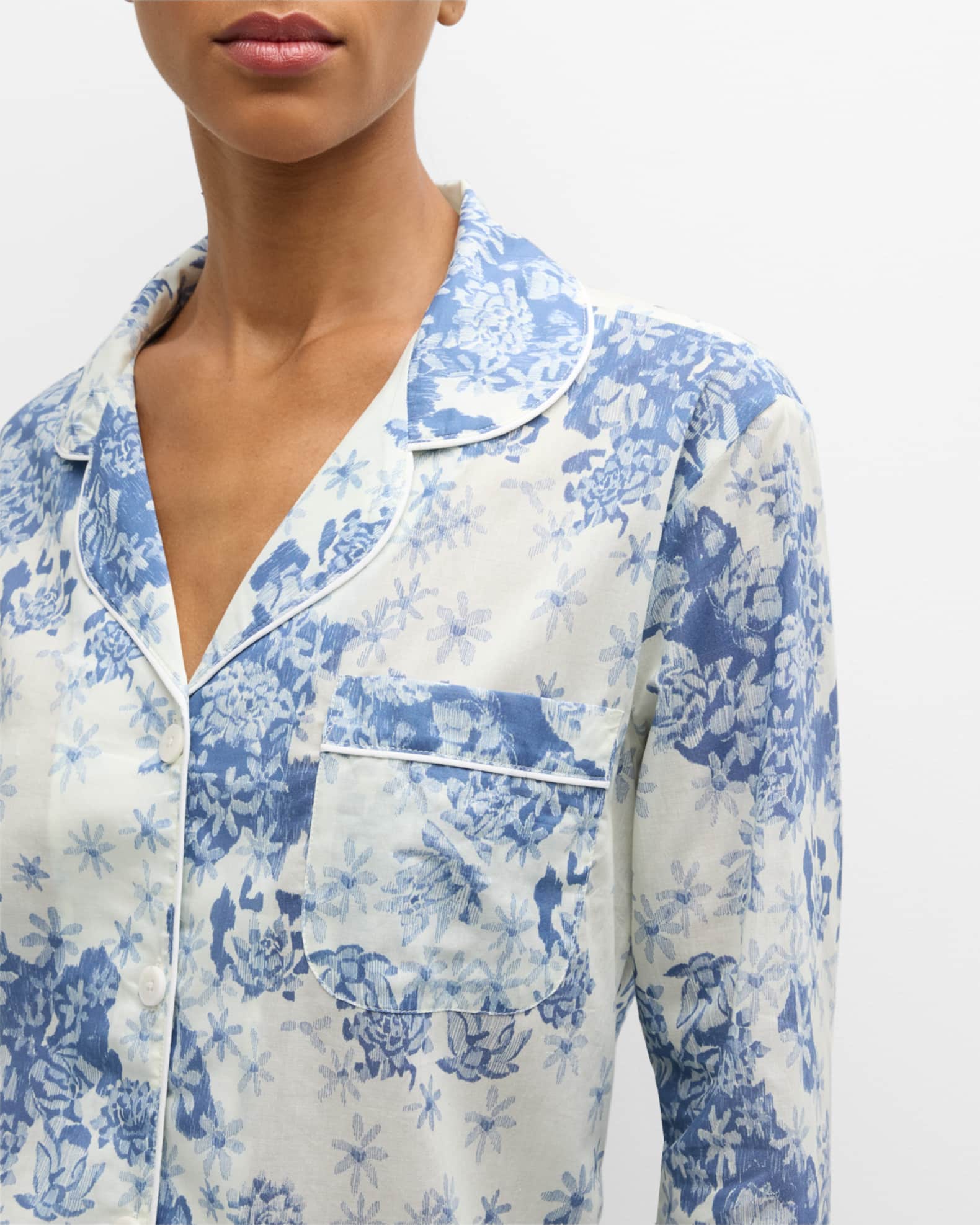 Desmond & Dempsey Floral-Print Cotton Pajama Set | Neiman Marcus