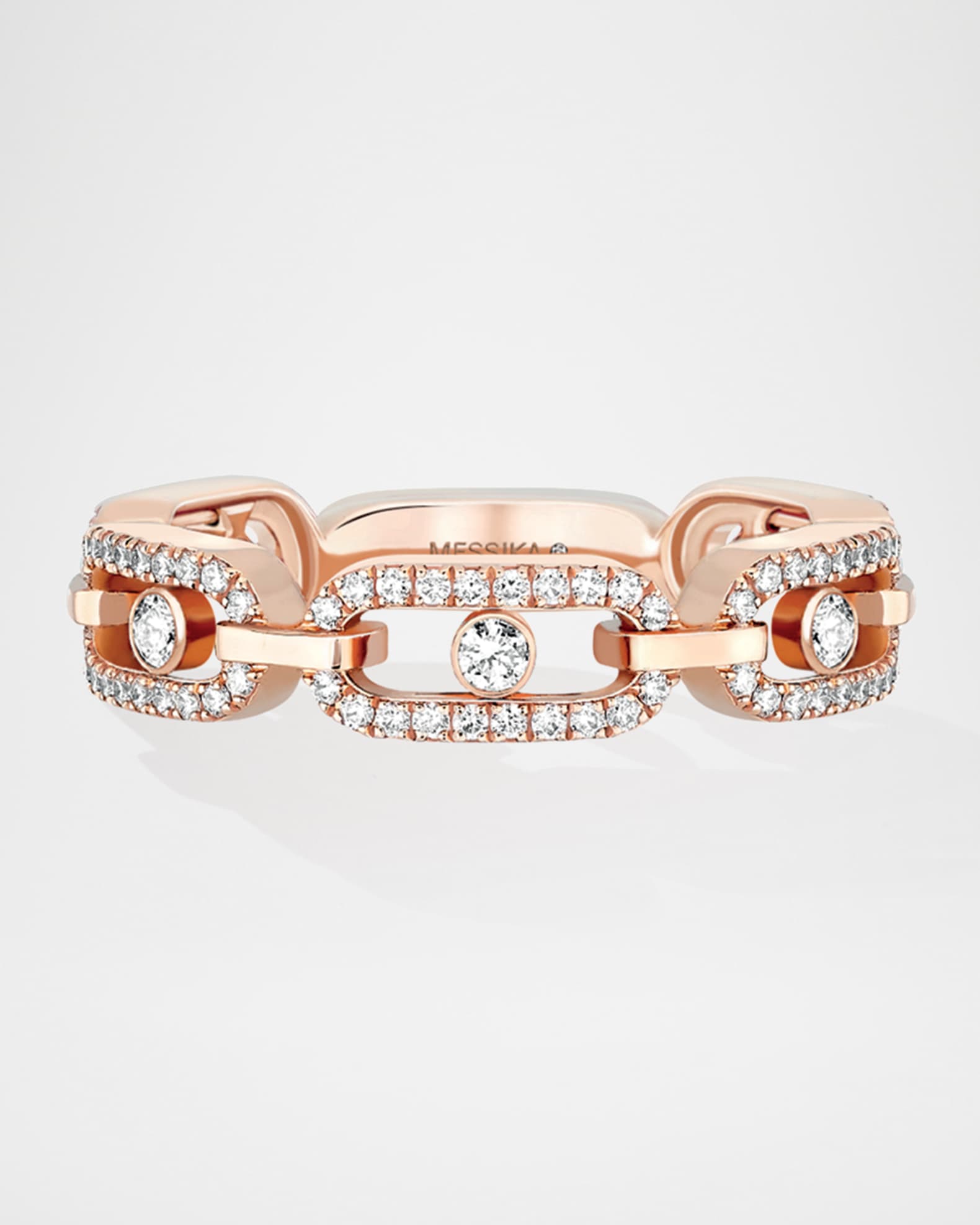 Messika MOVE LINK 18K ROSE GOLD MULTI-PAVÉ RING | Neiman Marcus