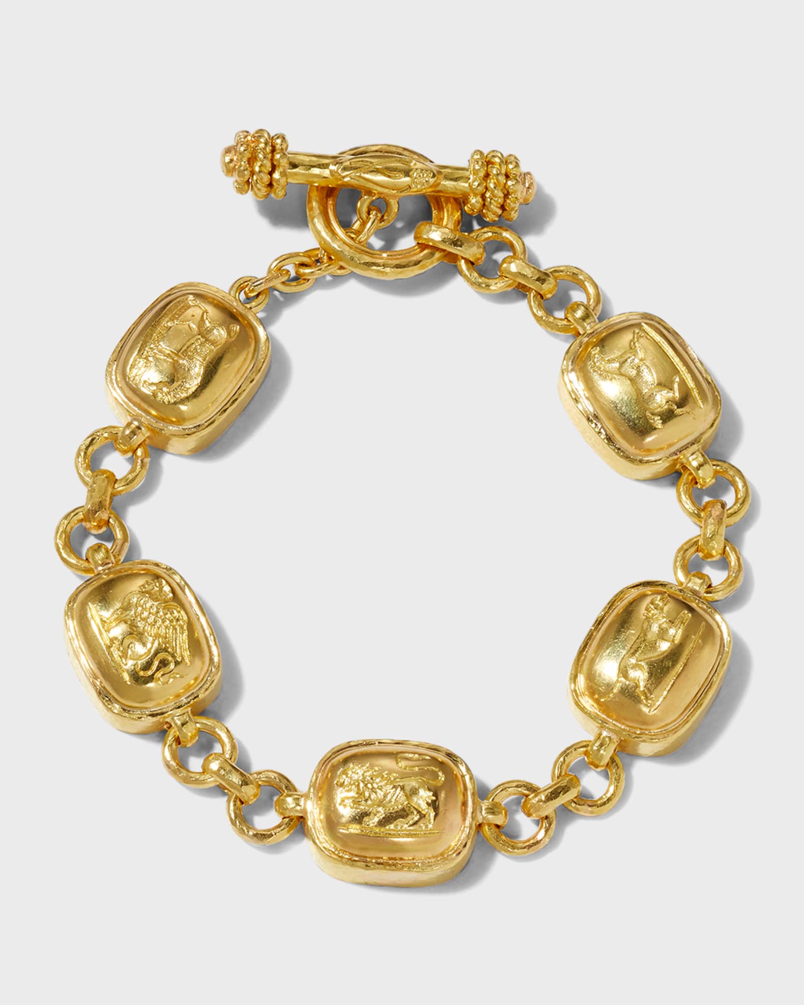 Elizabeth Locke 19K Intaglio Horse Sphinx Lion Hound Bracelet | Neiman ...