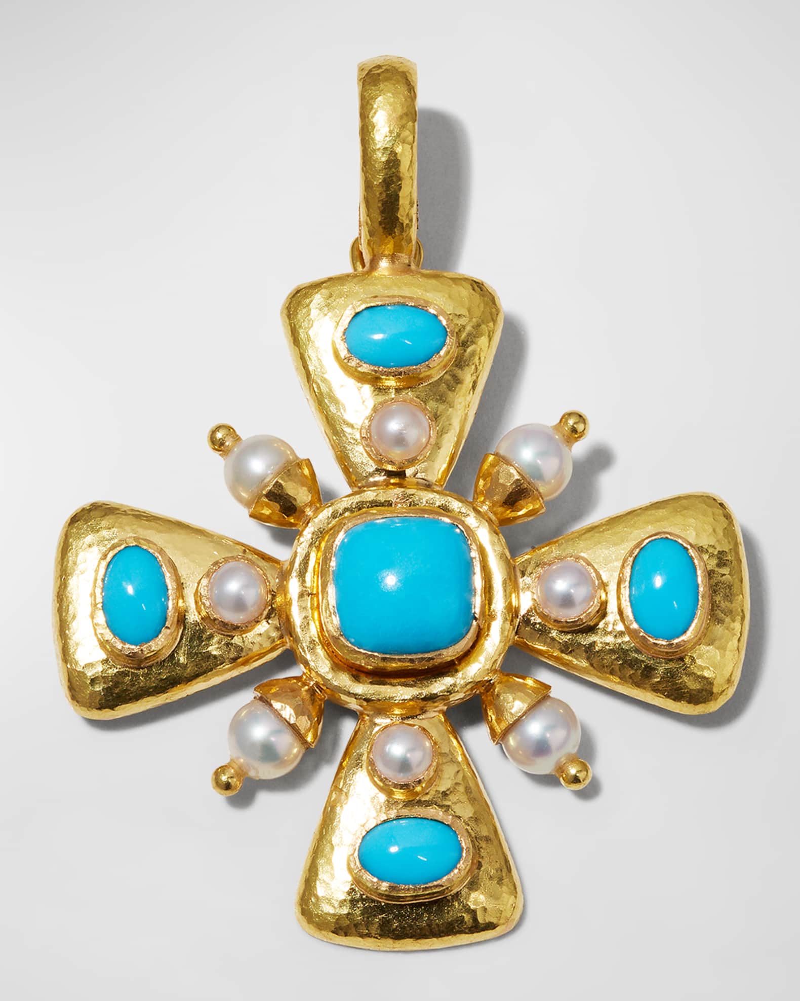 Elizabeth Locke Sleeping Beauty Turquoise and Pearl Maltese Cross ...