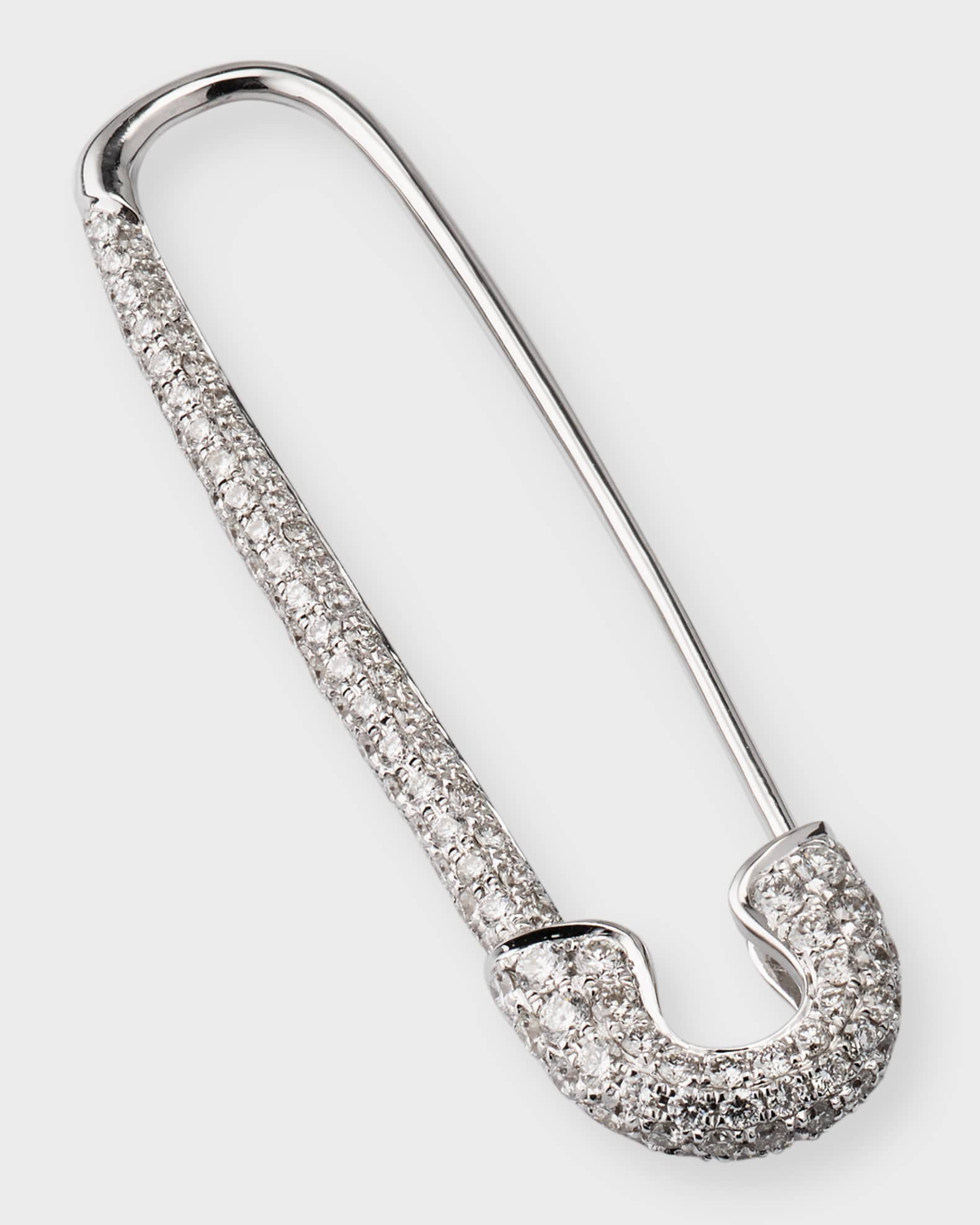 Anita Ko 18K Yellow Gold Extra Large Diamond Safety Pin Earring, Single ...