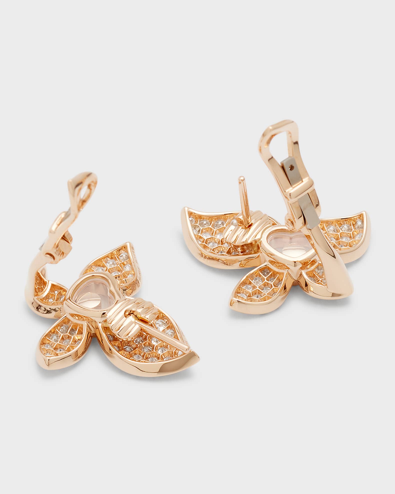 Chopard Happy Butterfly 18K Rose Gold Diamond Earrings | Neiman Marcus