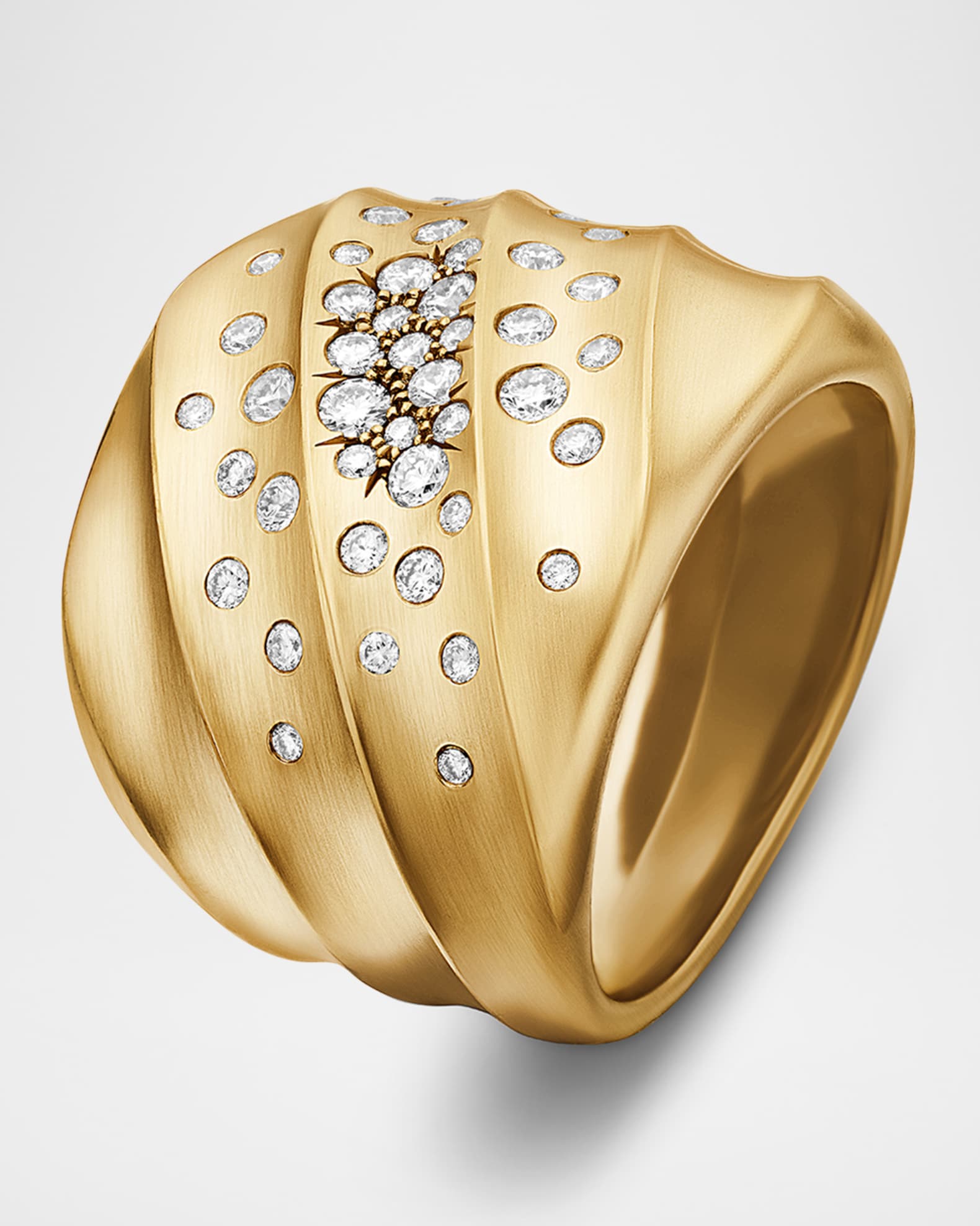 David Yurman Cable Edge Saddle Ring with Diamonds in 18K Gold, 18.8mm ...