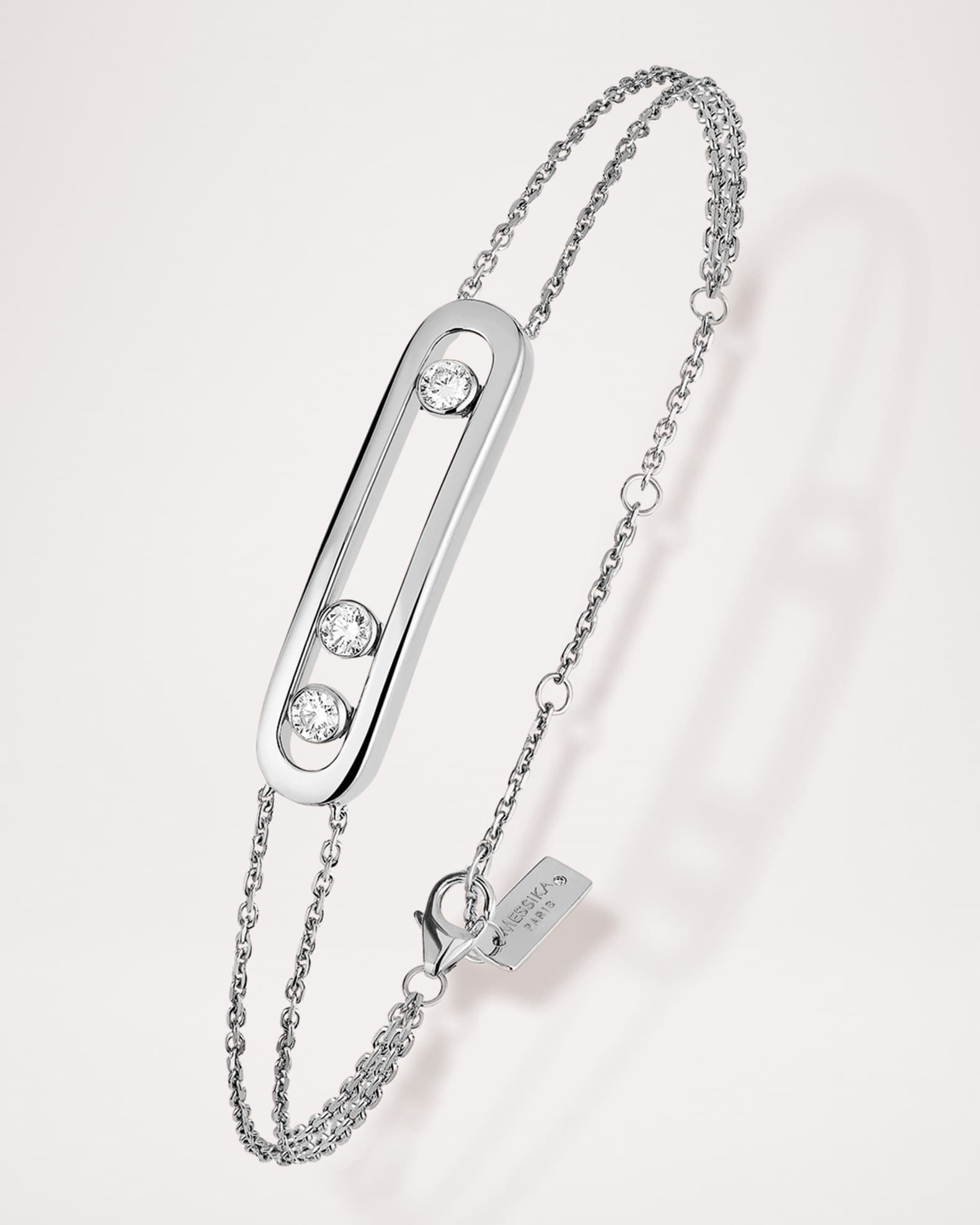 Messika Move 18K White Gold Diamond Station Chain Bracelet | Neiman Marcus