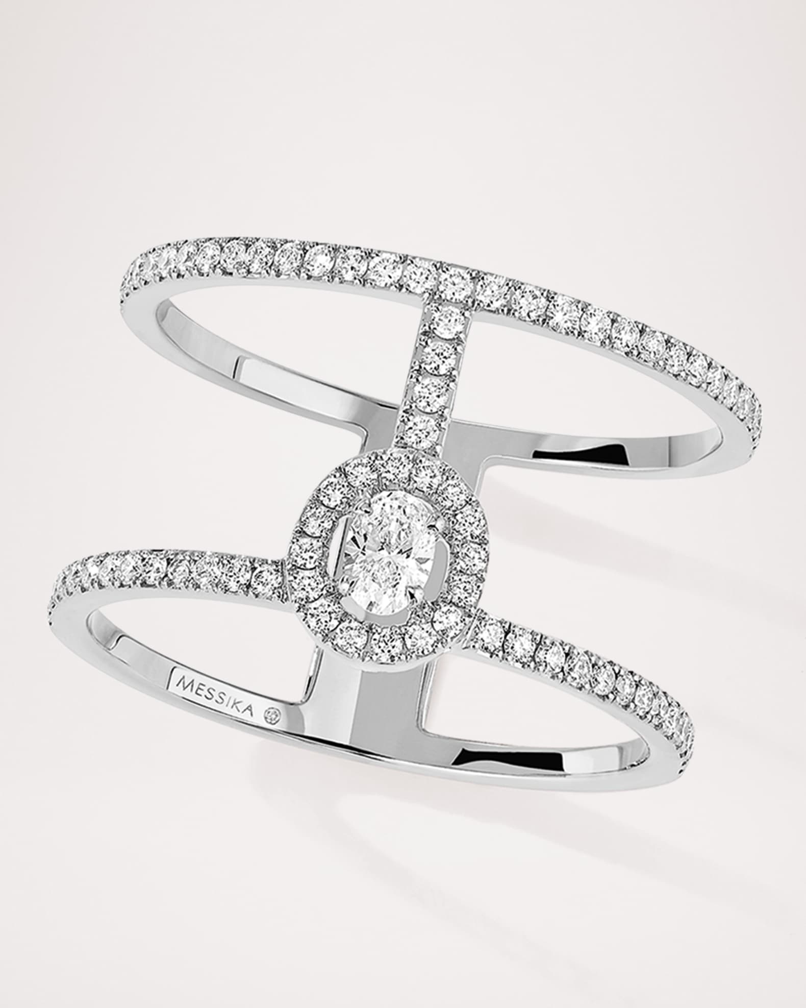 Messika GLAM'AZONE 18K WHITE GOLD TWO-ROW DIAMOND RING | Neiman Marcus
