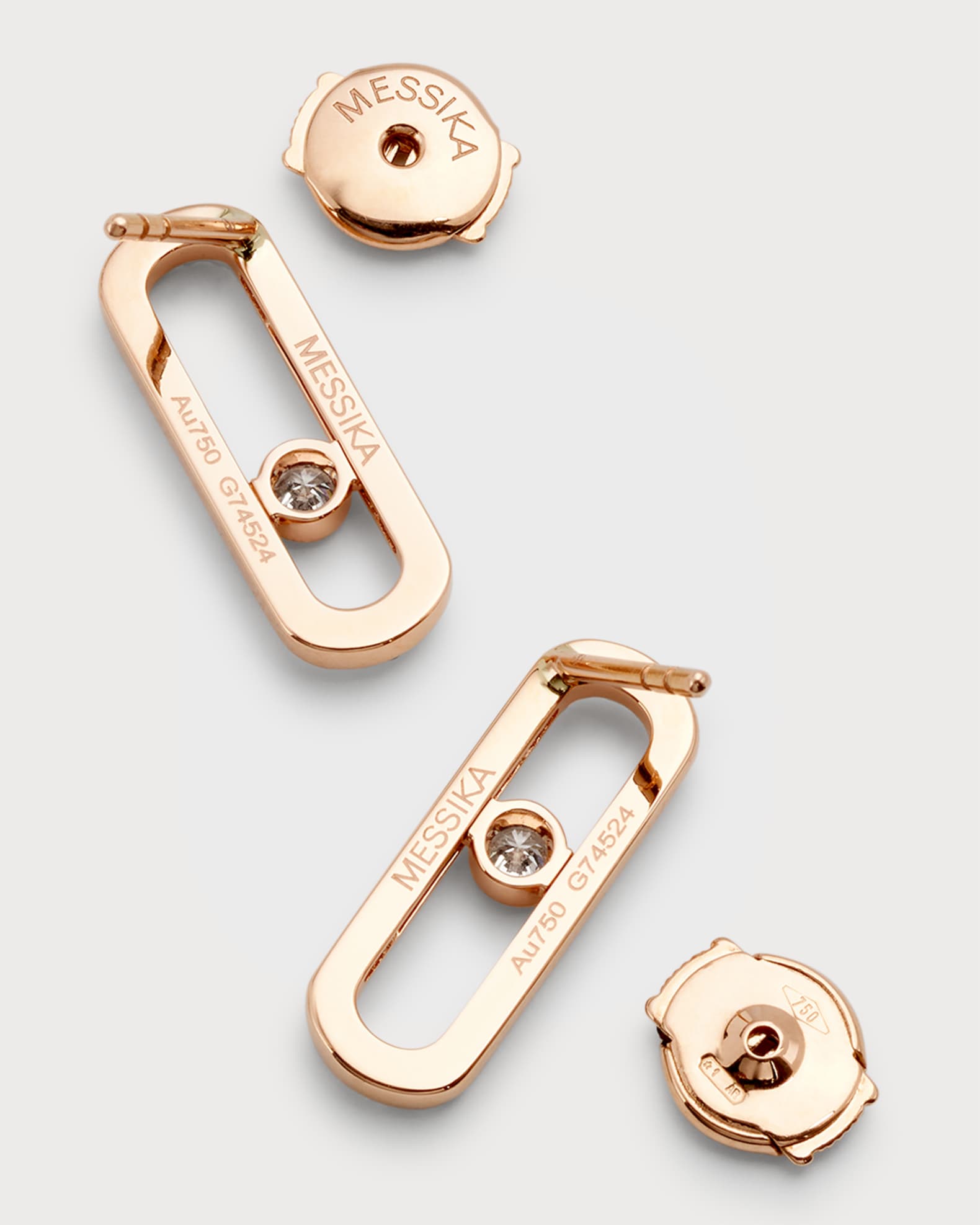 Messika Move Uno 18K Pink Gold Diamond Pave Stud Earrings | Neiman Marcus