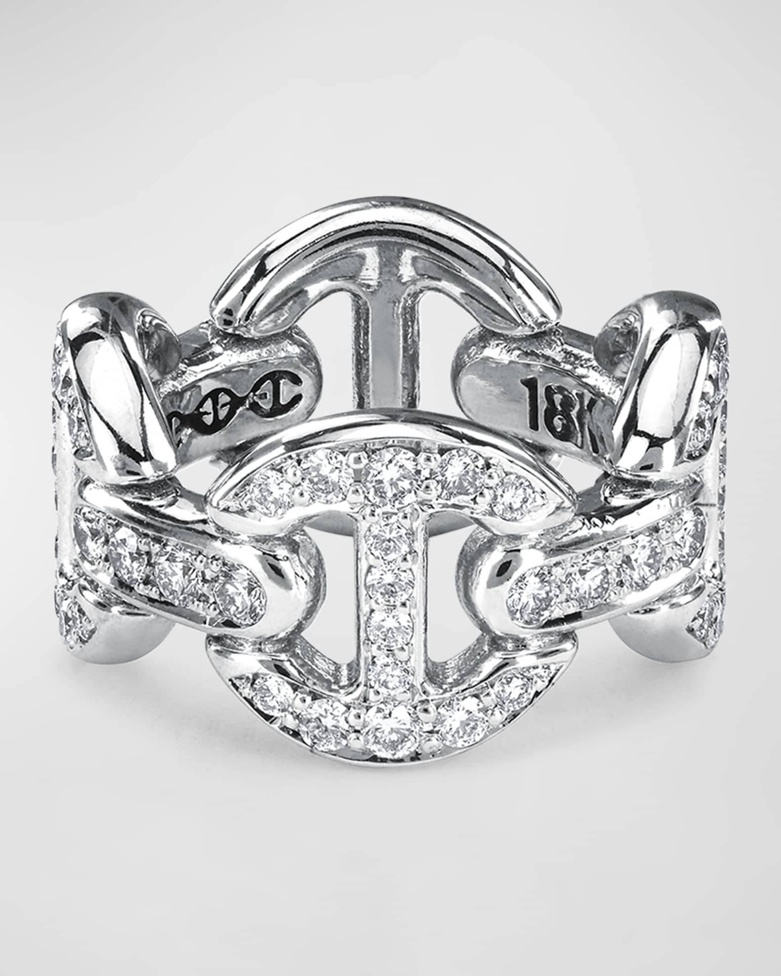 Hoorsenbuhs 18K White Gold Quad Link Antiquated Ring | Neiman Marcus