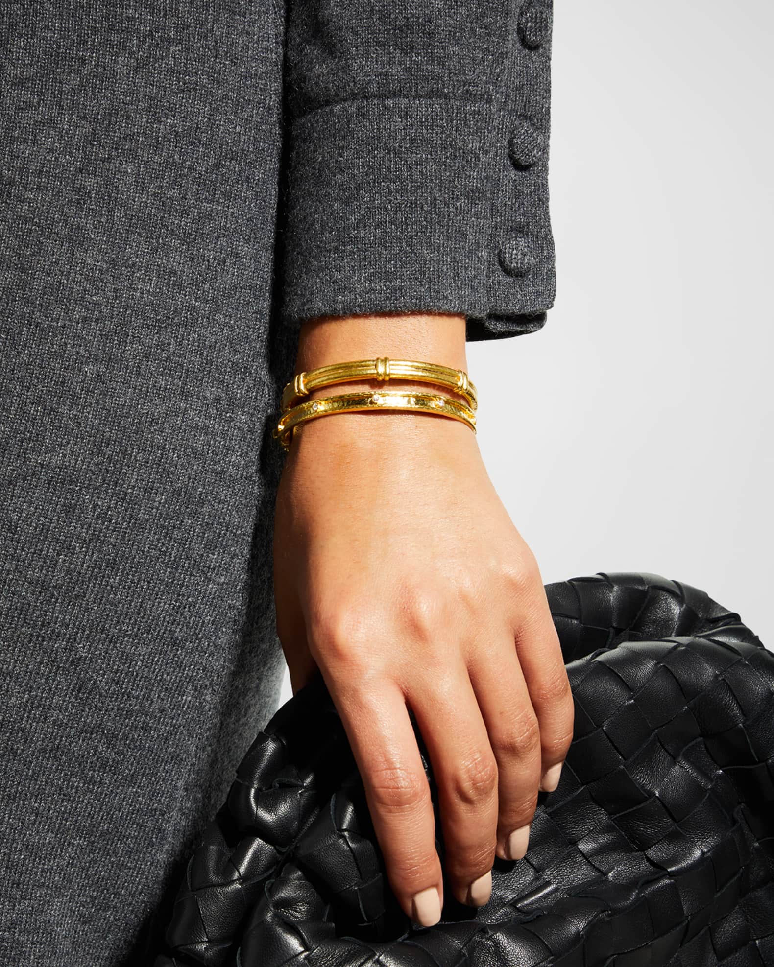 Elizabeth Locke 19K Narrow Diamond Bangle Bracelet | Neiman Marcus