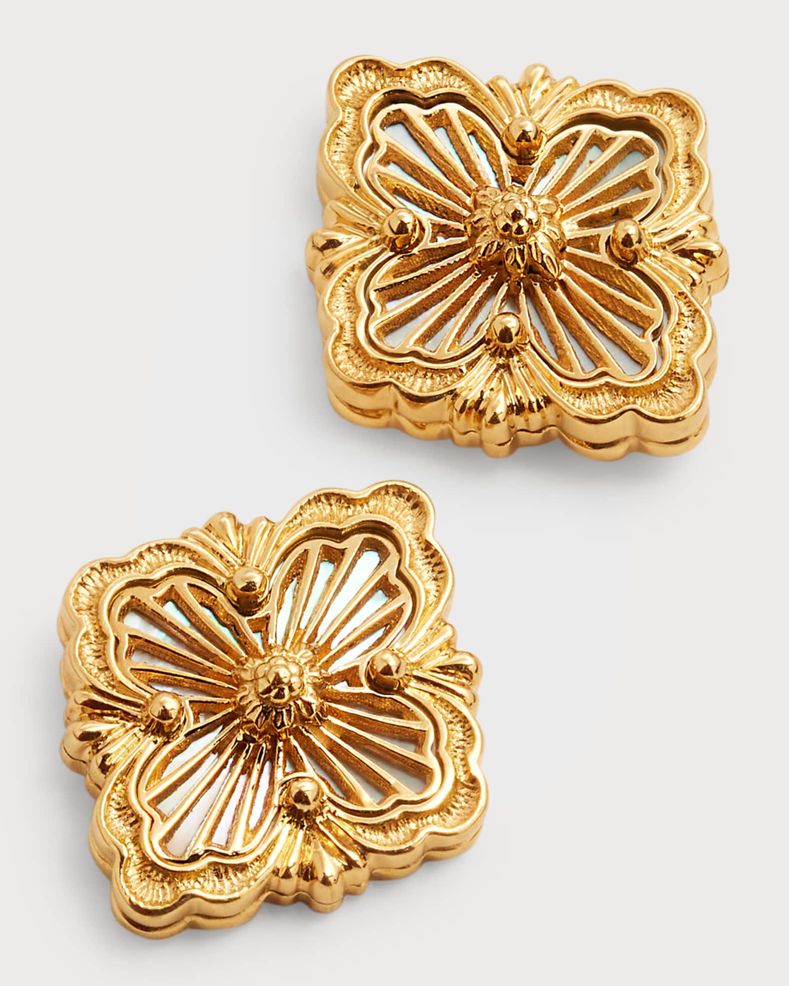 Buccellati Opera Tulle 18K Gold Mother-of-Pearl Earrings | Neiman Marcus