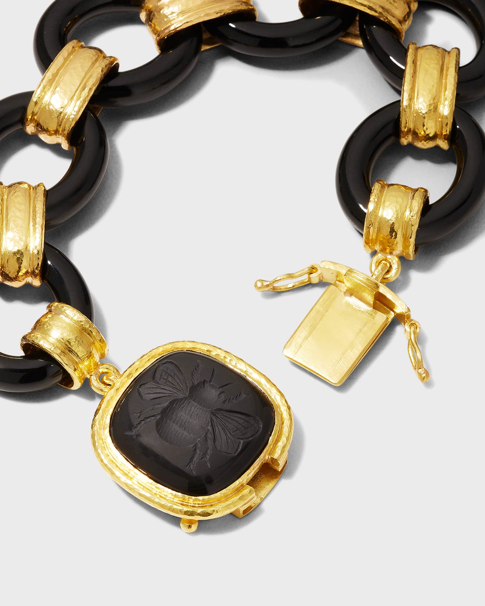 Elizabeth Locke Black Jade Bee Clasp Bracelet | Neiman Marcus