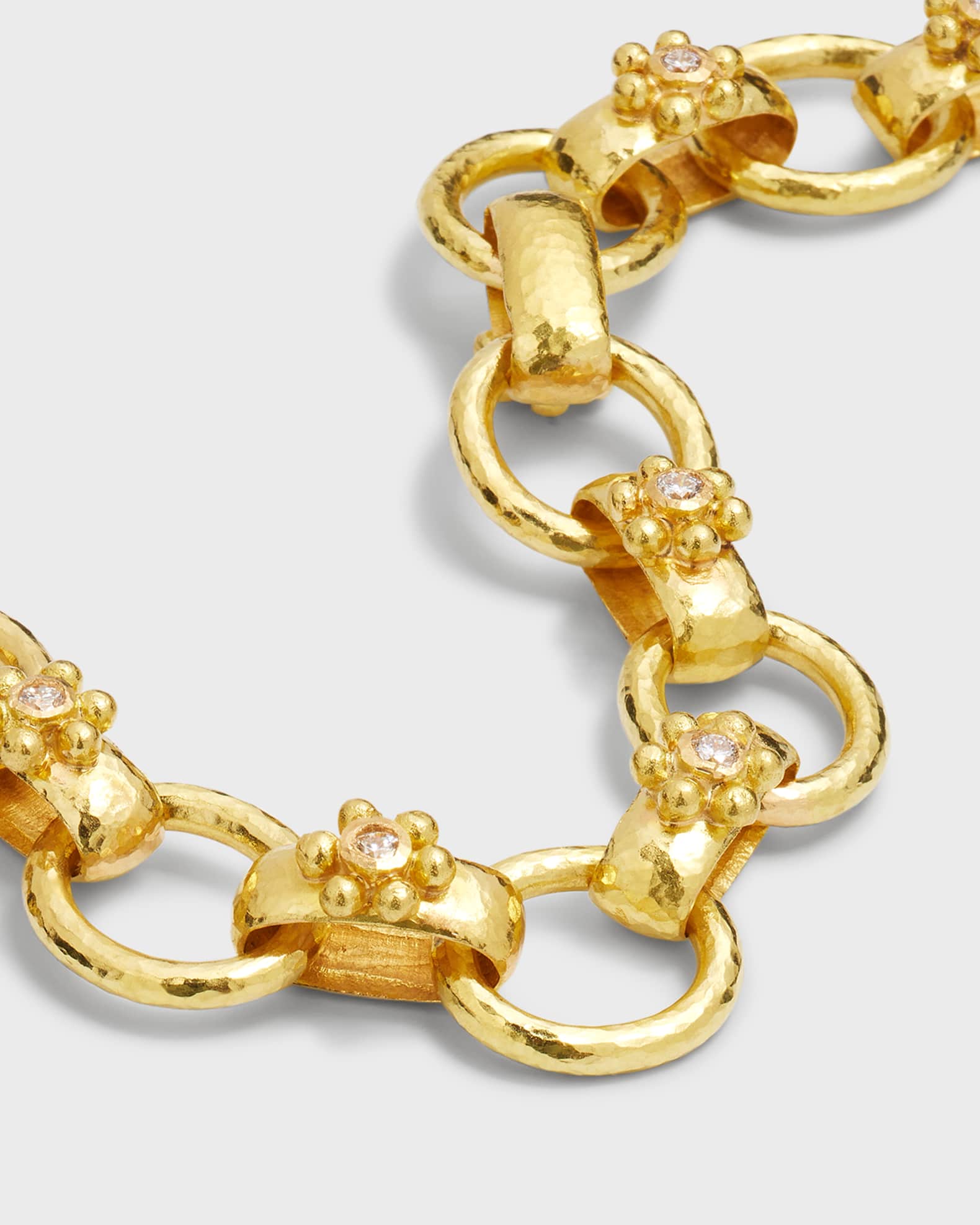Elizabeth Locke Yellow Gold Diamond Daisy Link Bracelet | Neiman Marcus