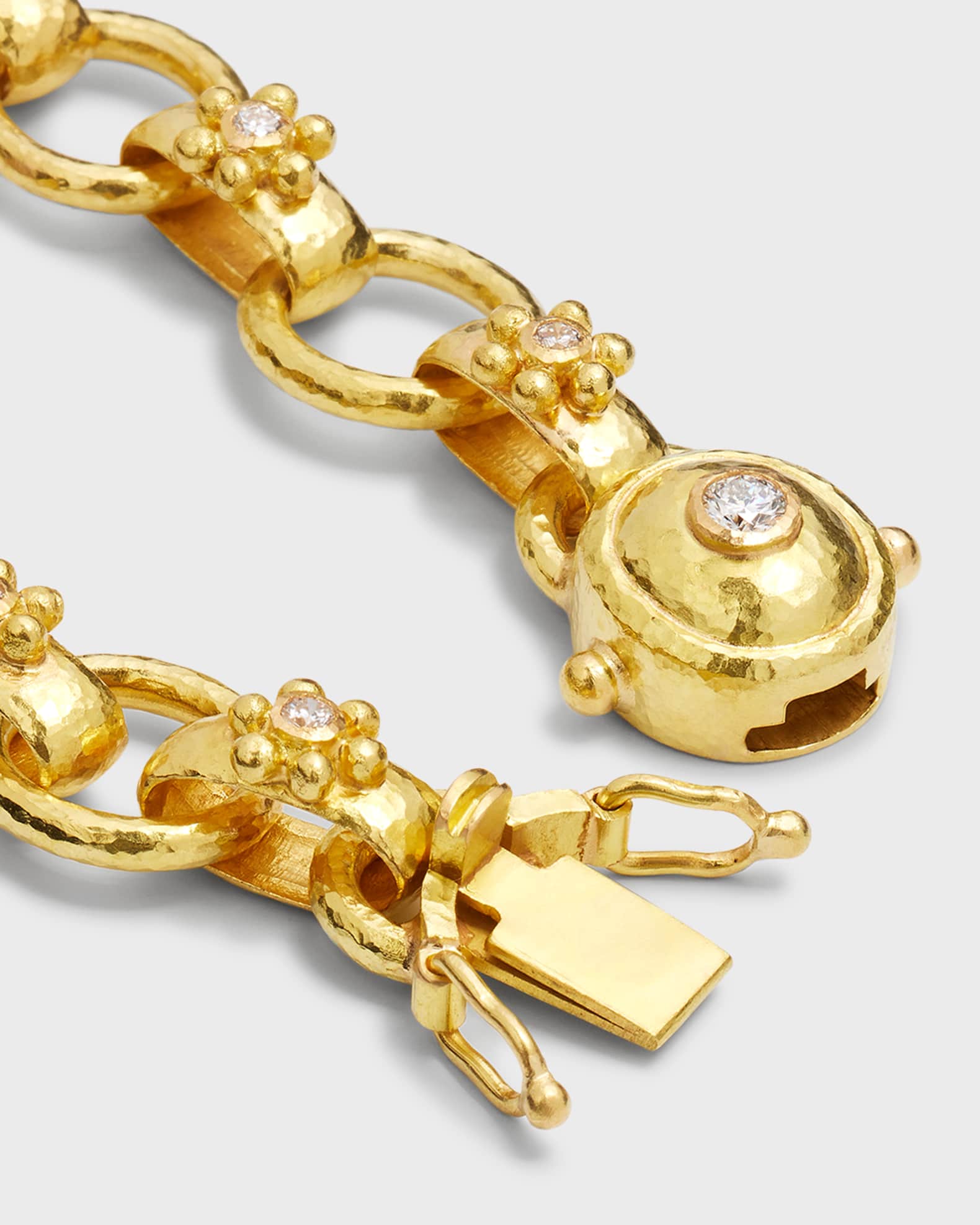 Elizabeth Locke Yellow Gold Diamond Daisy Link Bracelet | Neiman Marcus