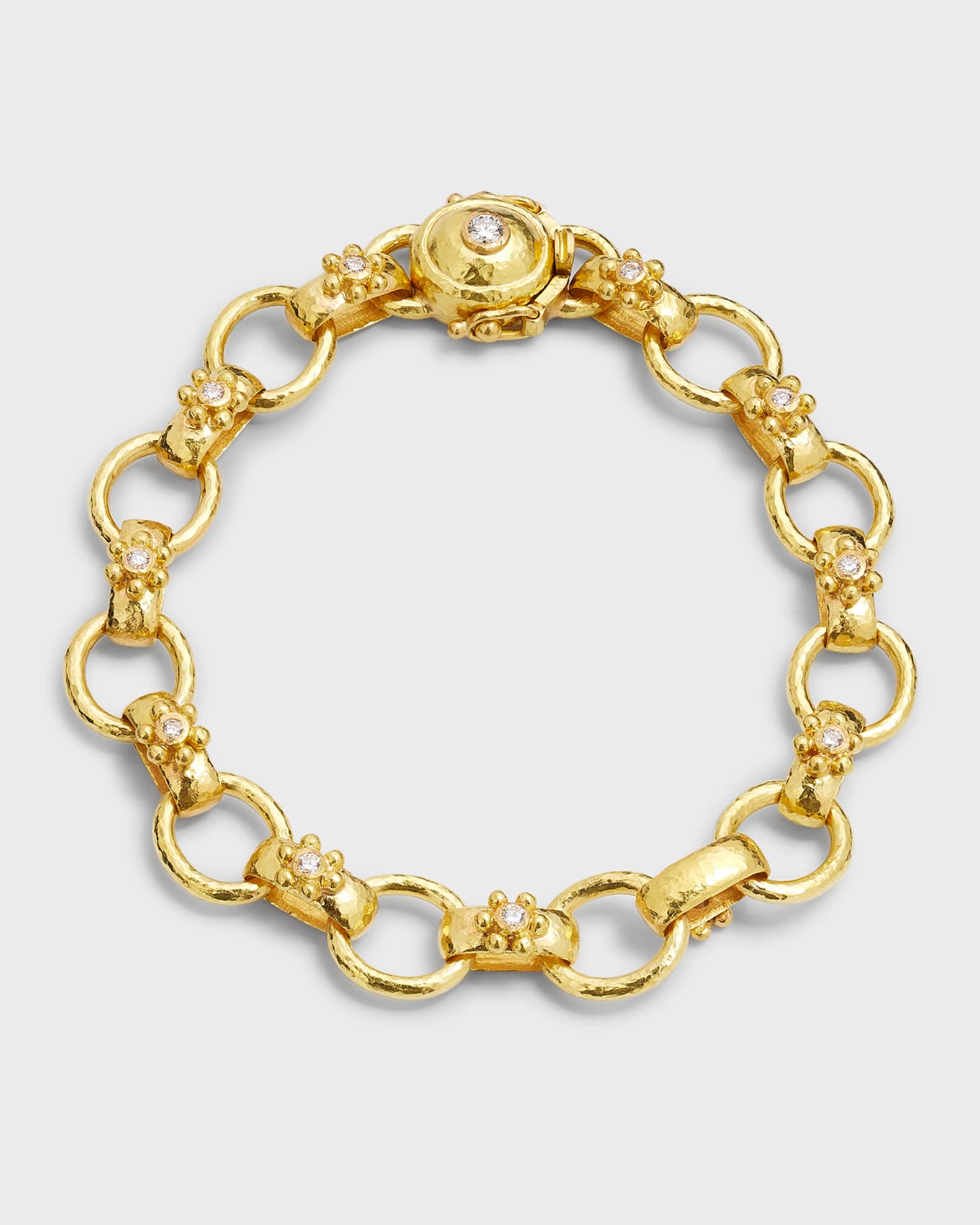 Elizabeth Locke Yellow Gold Diamond Daisy Link Bracelet | Neiman Marcus