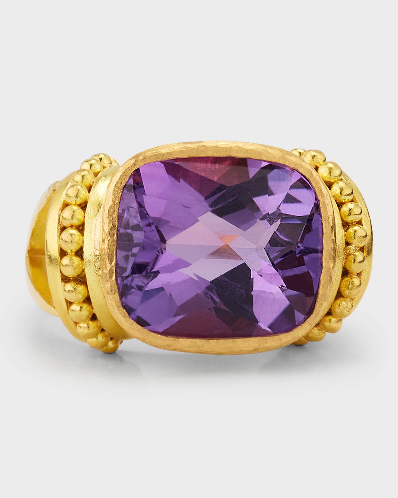 Elizabeth Locke 19K Horizontal Oval Amethyst Ring with Granulation ...