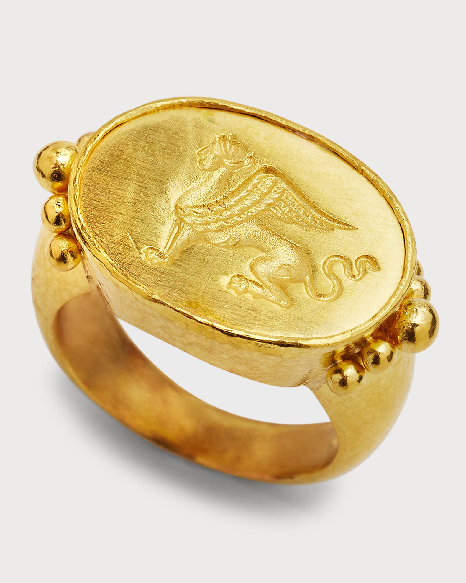 Elizabeth Locke 19K Etruscan Sphinx Ring, Size 6.5 | Neiman Marcus