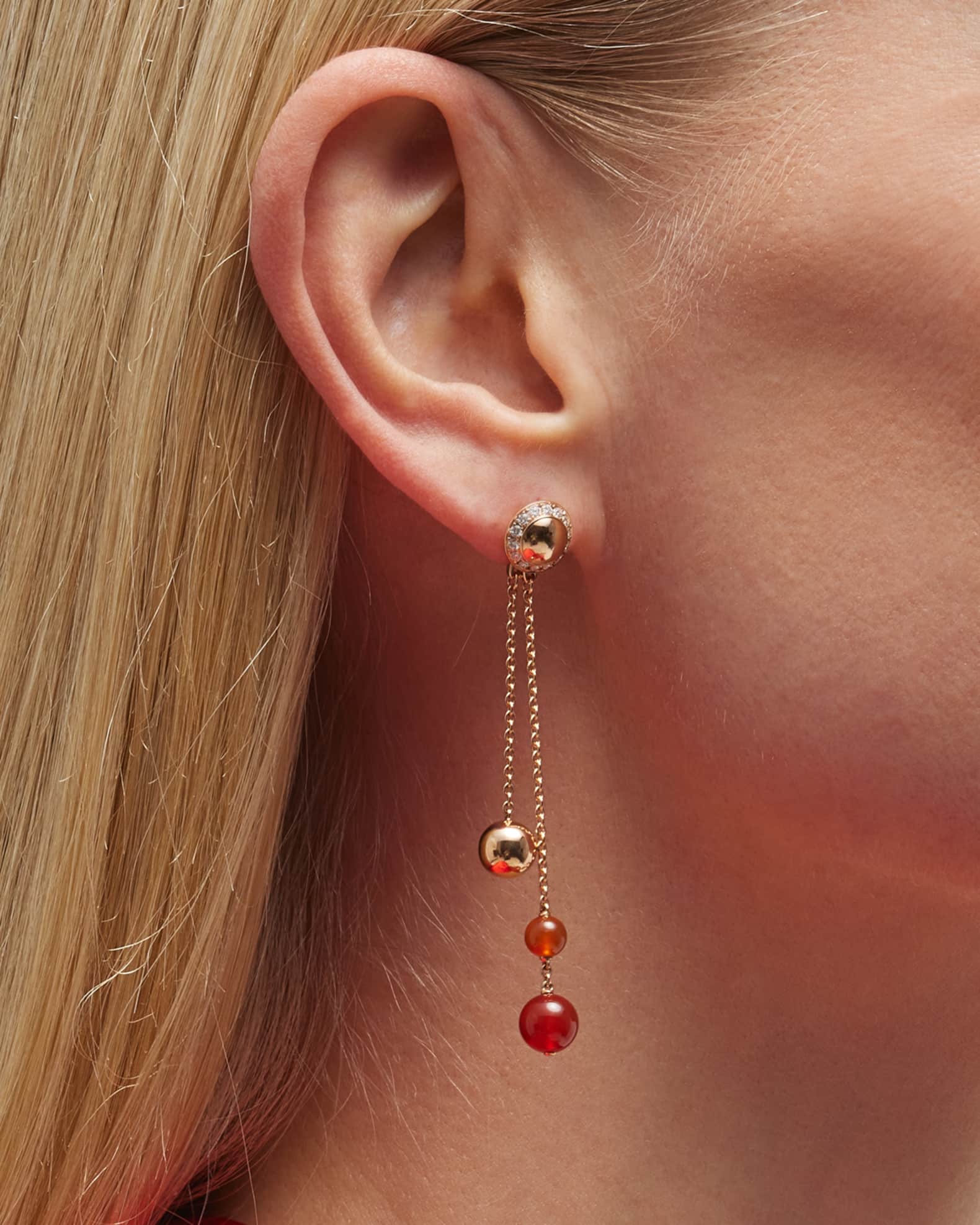 PIAGET Possession 18K Rose Gold Diamond and Carnelian Drop Earrings ...