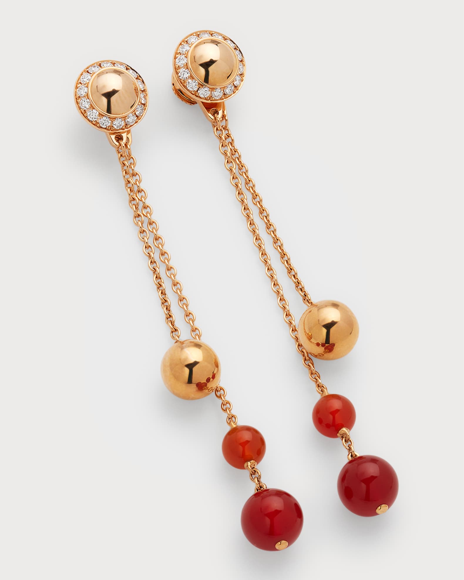 PIAGET Possession 18K Rose Gold Diamond and Carnelian Drop Earrings ...