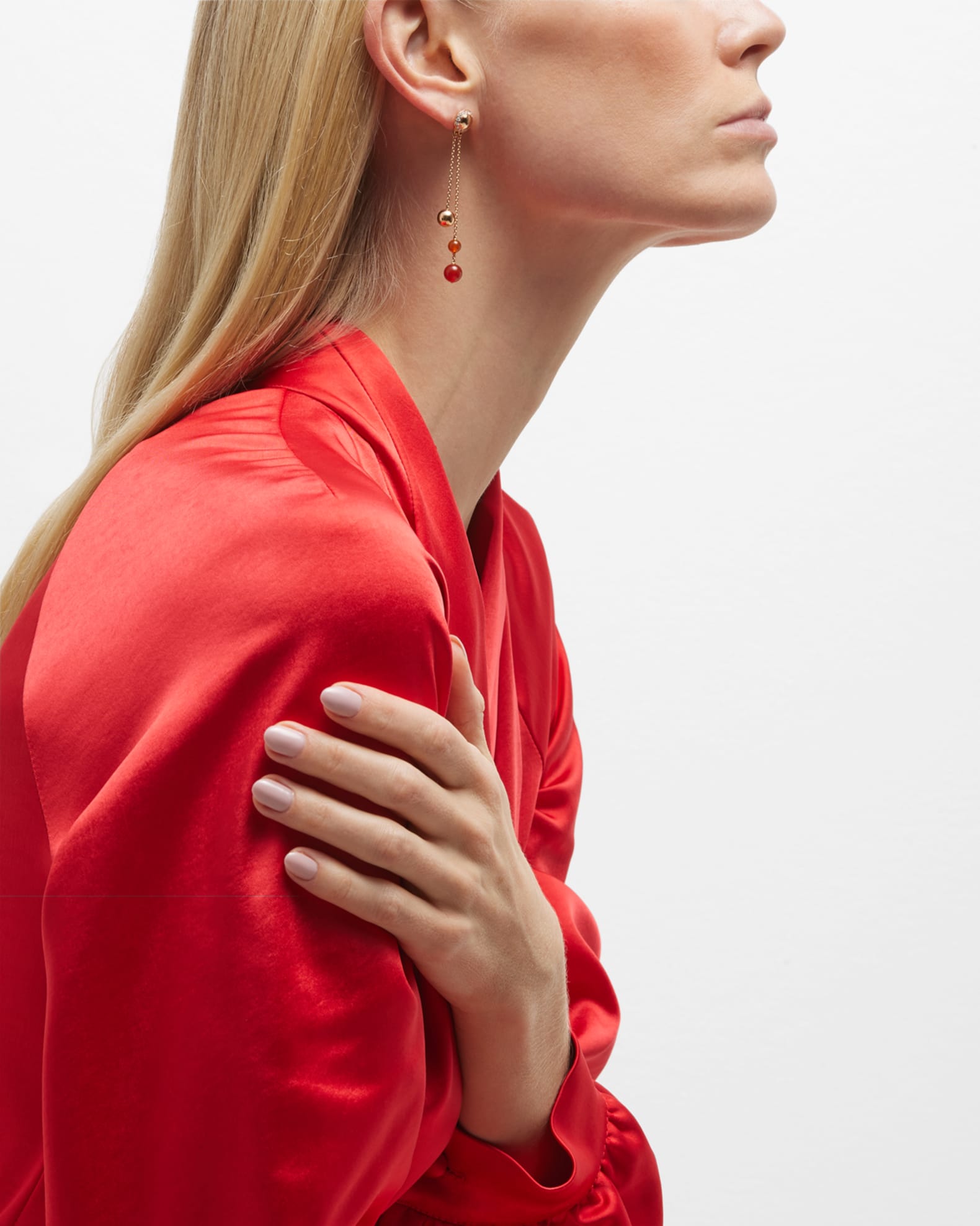 PIAGET Possession 18K Rose Gold Diamond and Carnelian Drop Earrings ...