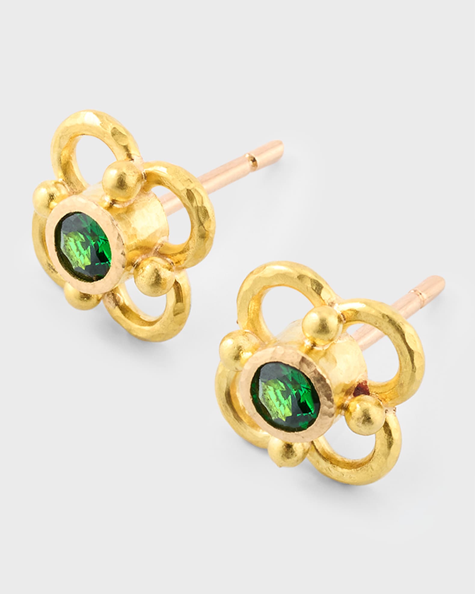 Elizabeth Locke 19K Round Faceted Tsavorite Stud Earrings with Arches ...