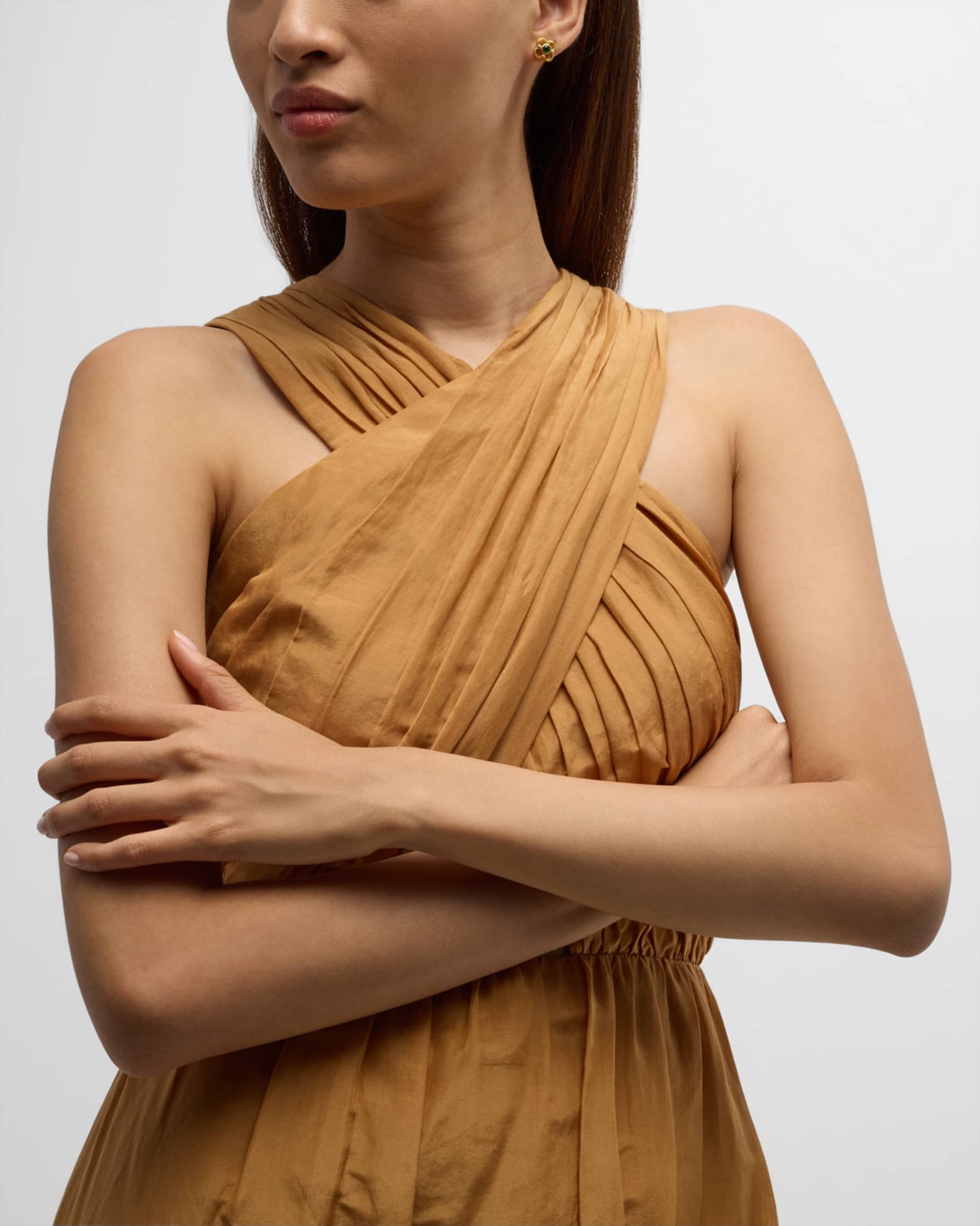 Elizabeth Locke 19K Round Faceted Tsavorite Stud Earrings with Arches ...