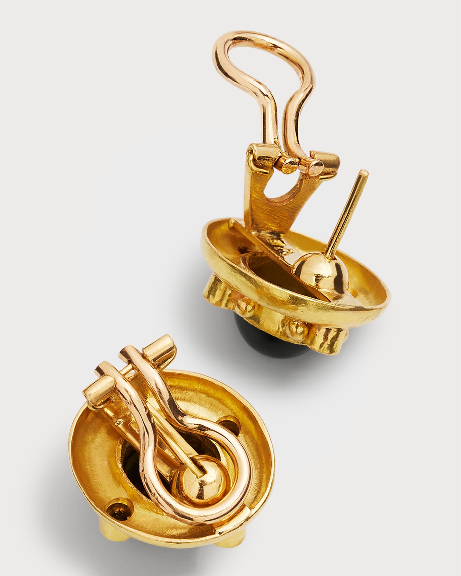 Elizabeth Locke 19K Yellow Gold Black Onyx Earrings with Black Spinel ...