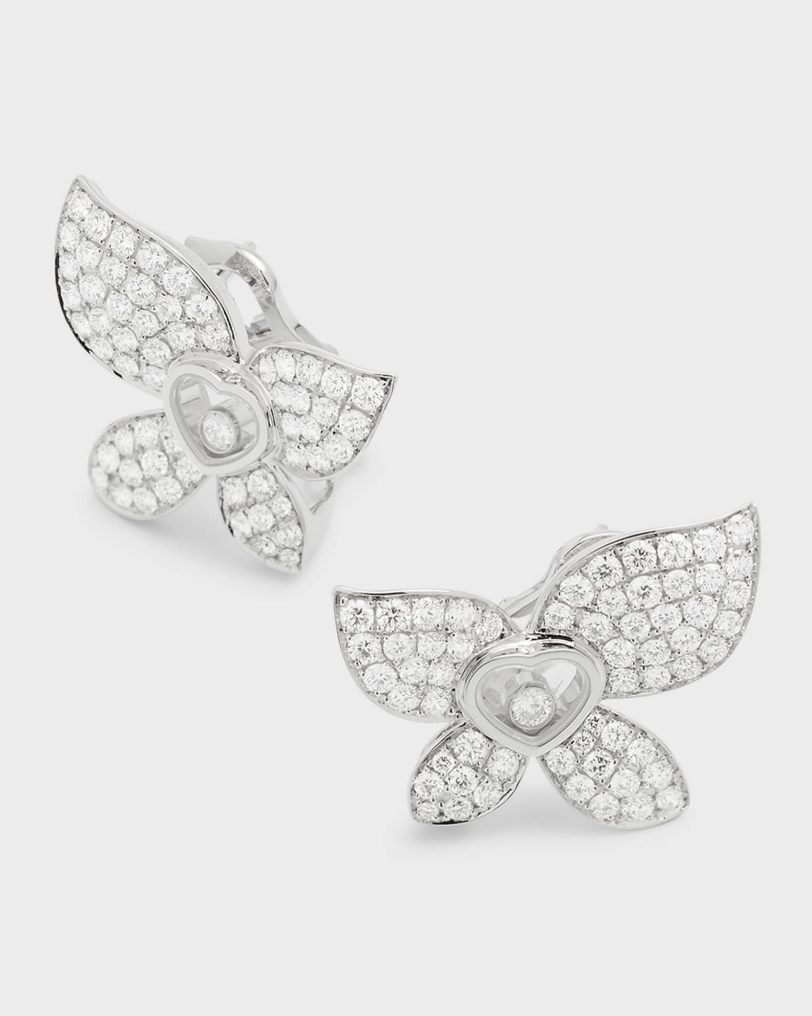 Chopard Happy Butterfly 18K White Gold Diamond Earrings | Neiman Marcus