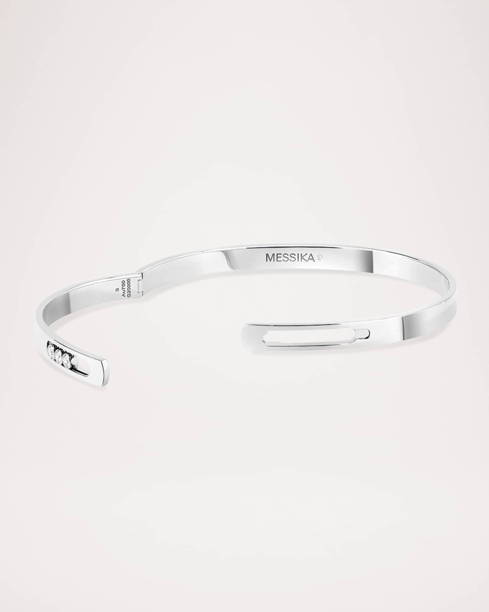 Messika MOVE NOA 18K WHITE GOLD 3-DIAMOND BANGLE | Neiman Marcus