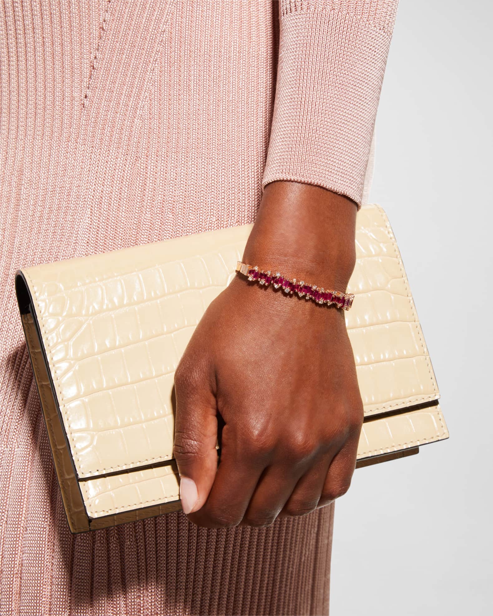 Suzanne Kalan 18K Rose Gold Ruby & Diamond Cuff Bracelet | Neiman Marcus