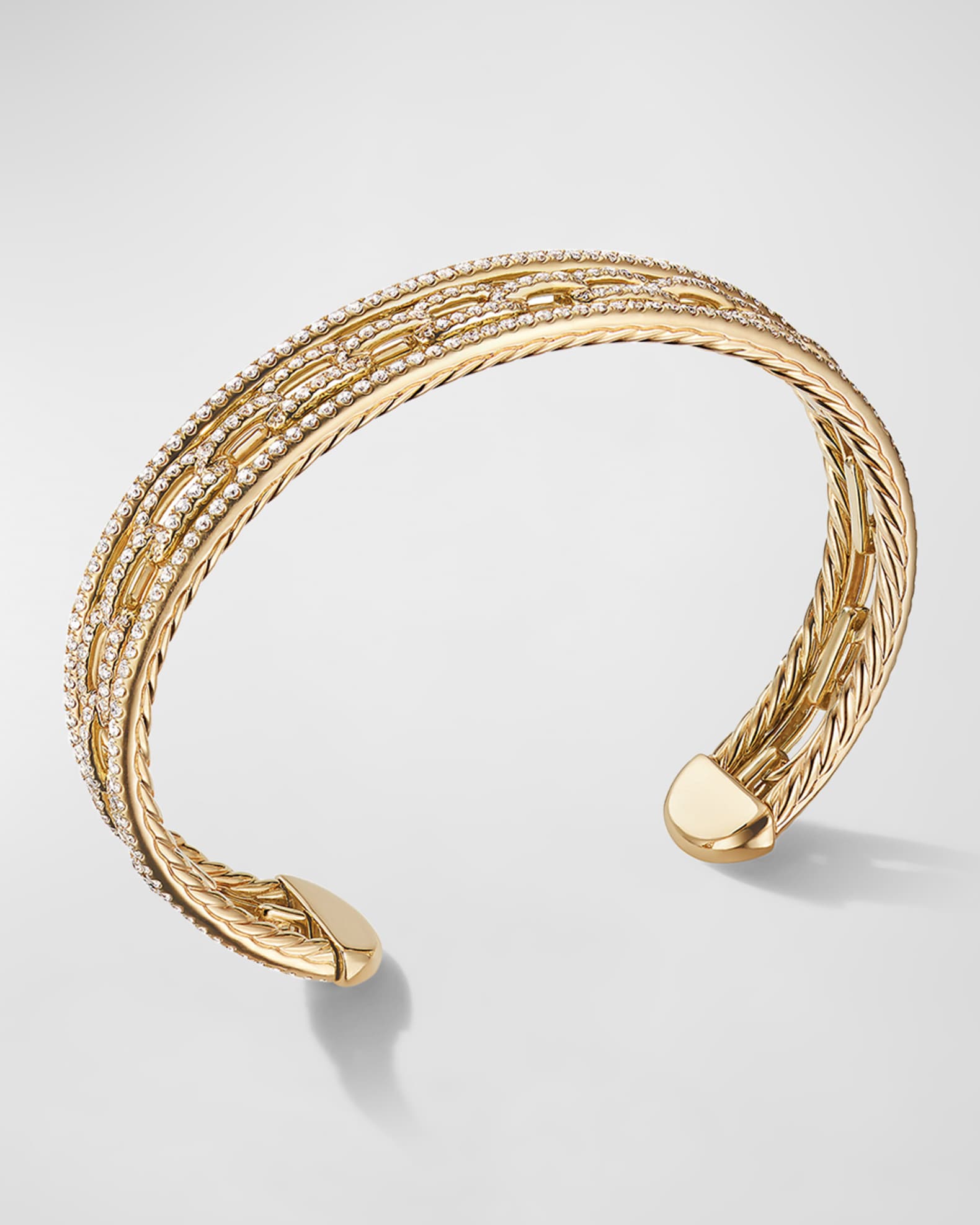 David Yurman Stax 18k Yellow Gold Diamond 3-Row Bracelet | Neiman Marcus