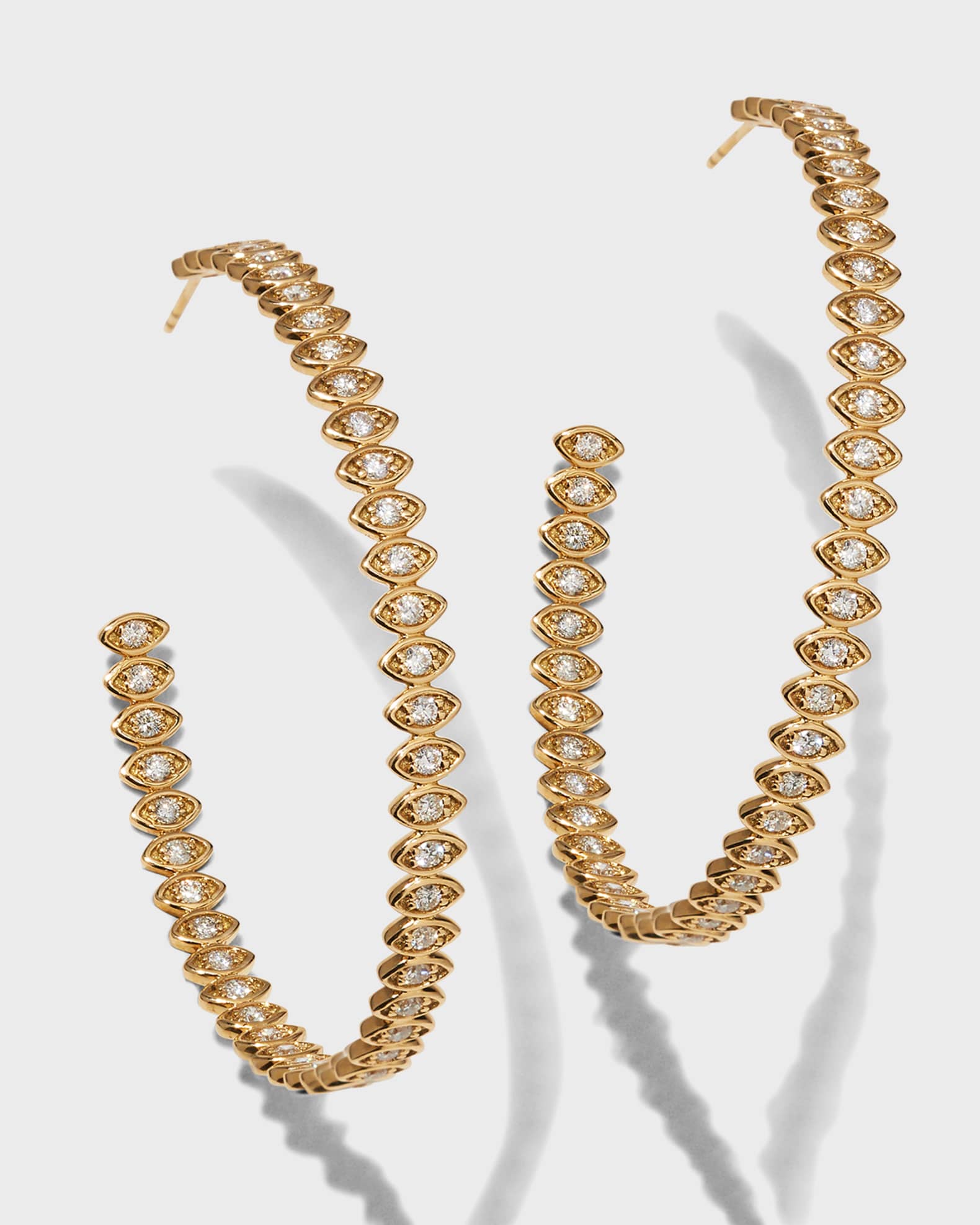 Sydney Evan 14k Diamond Evil Eye Hoop Earrings | Neiman Marcus