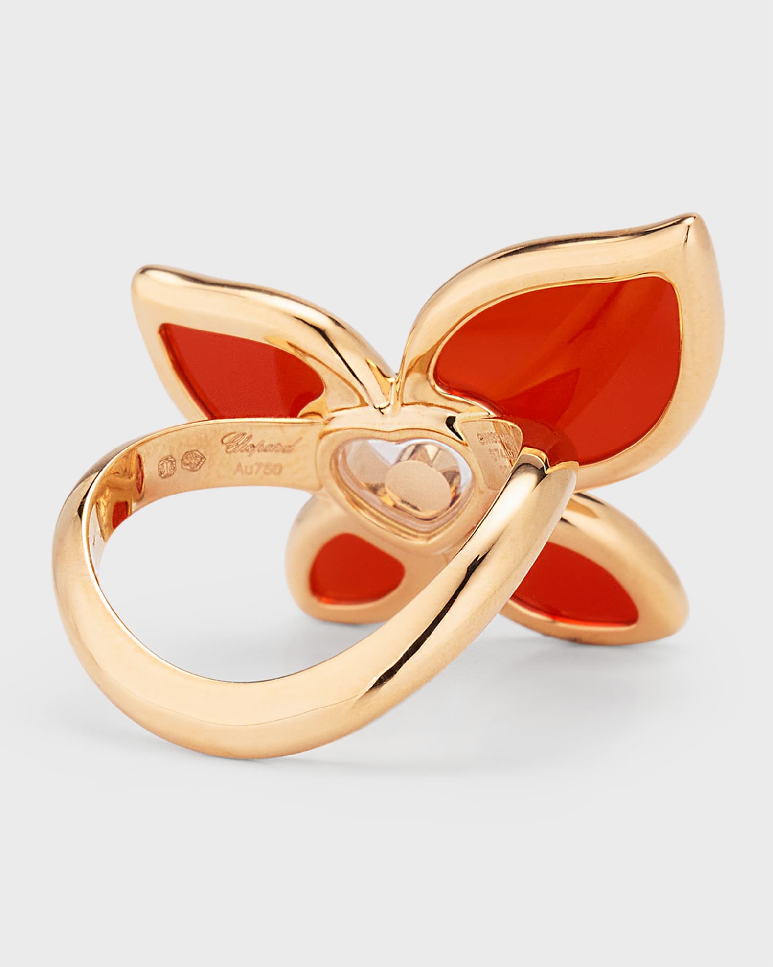 Chopard Happy Butterfly 18K Rose Gold Carnelian and Diamond Ring ...