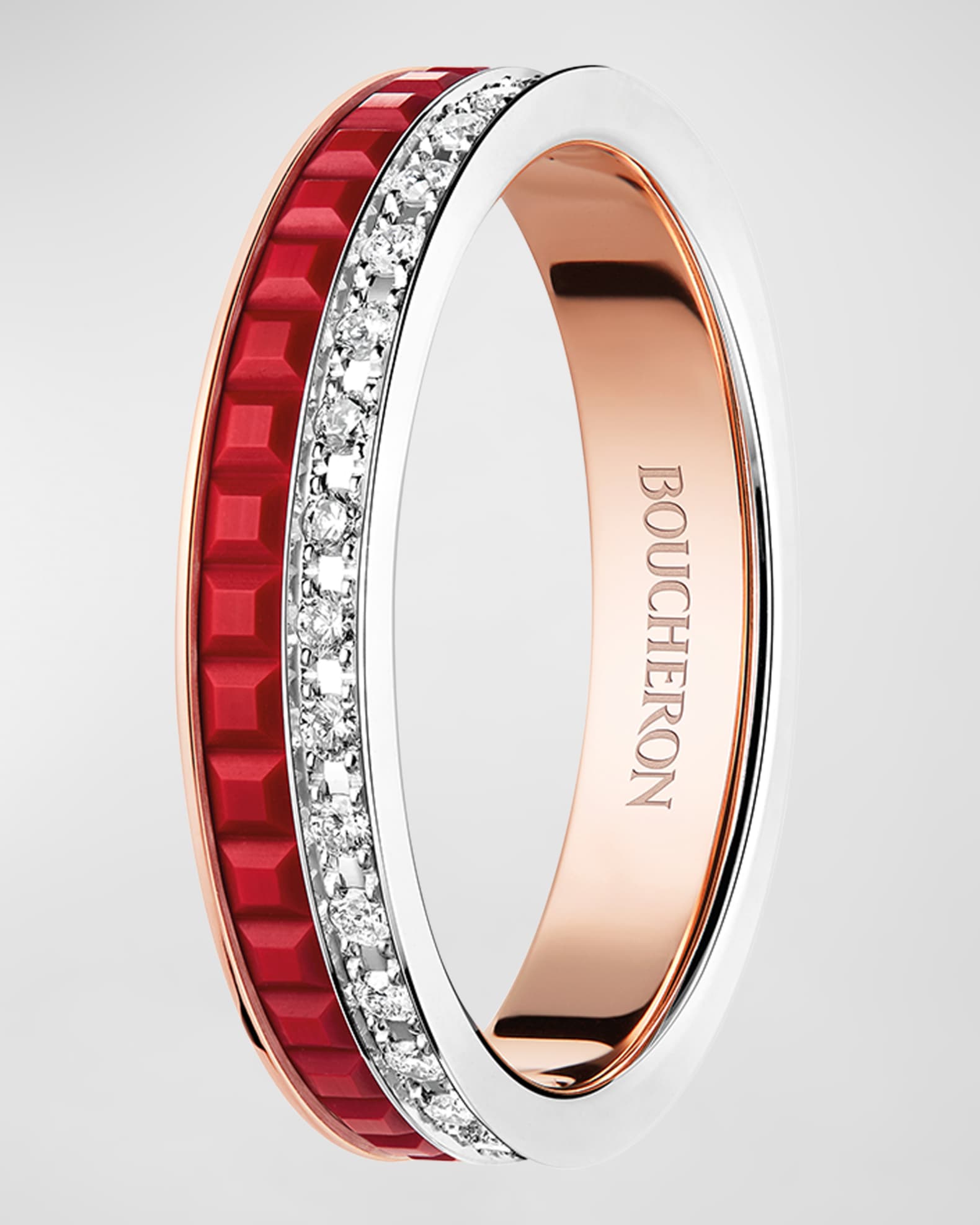 Boucheron Quatre 18K Pink & White Gold Red Edition Diamond Ring ...