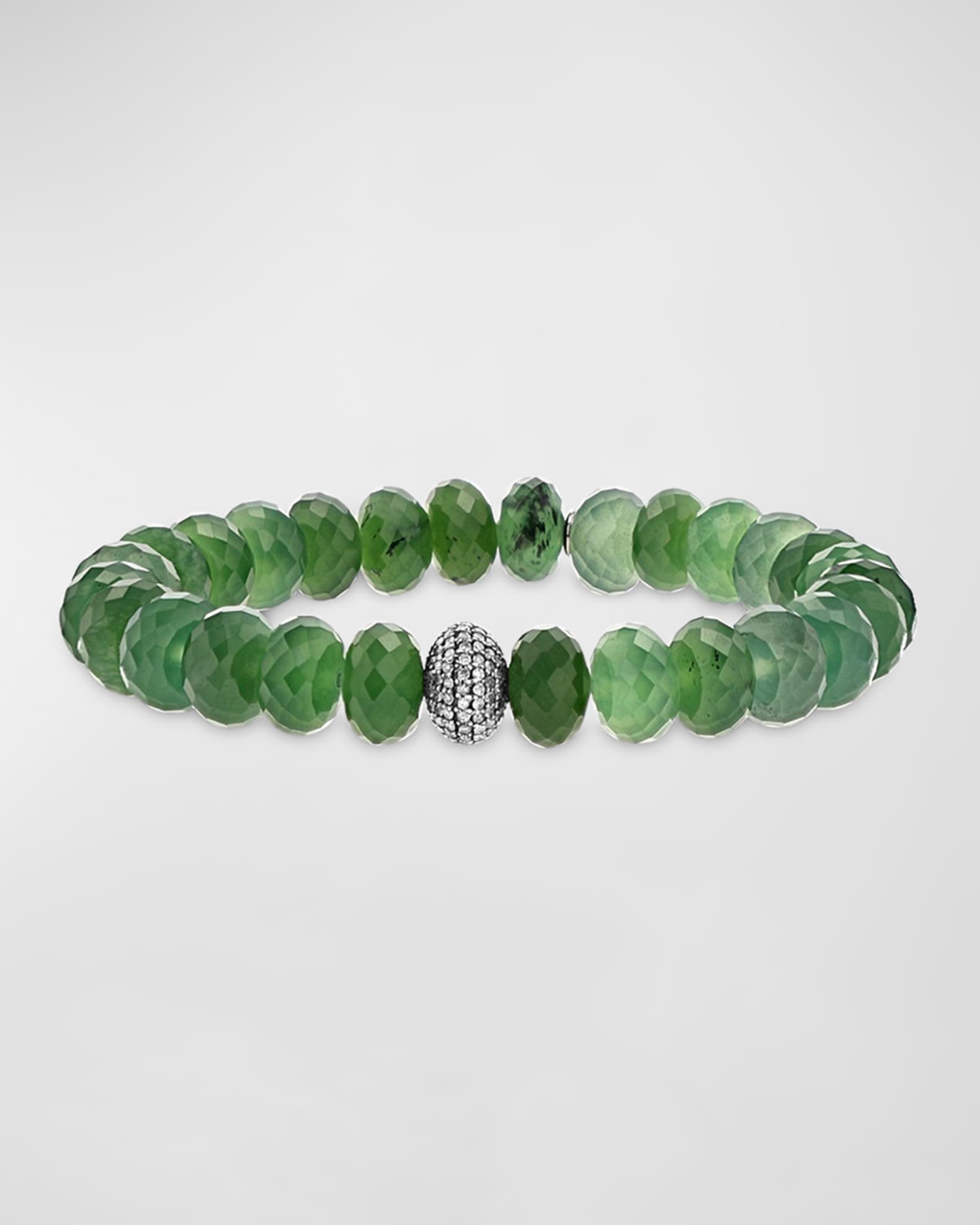 Sheryl Lowe Green Serpentine Beaded Bracelet with Diamonds | Neiman Marcus
