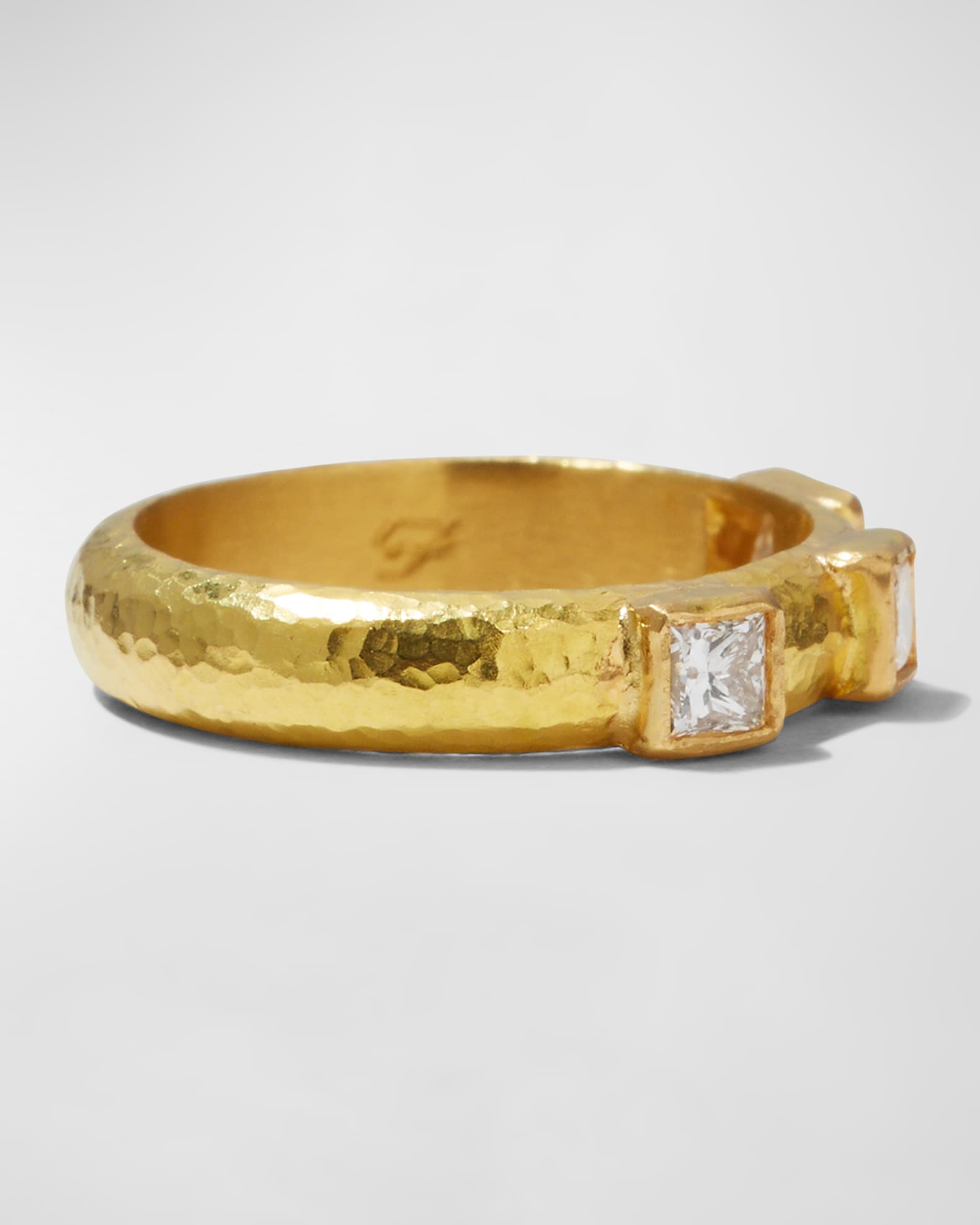 Elizabeth Locke 19K Gold Square Diamond Stack Ring, Size 6.5 | Neiman ...