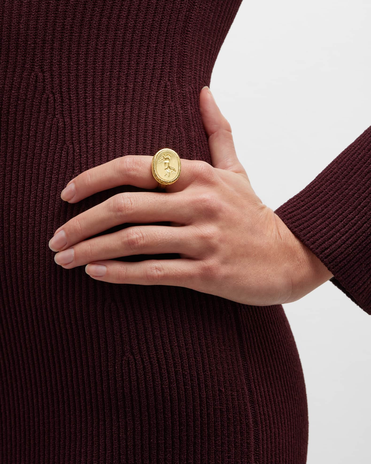 Elizabeth Locke 19K Horse on Oval Ring, Size 7 | Neiman Marcus