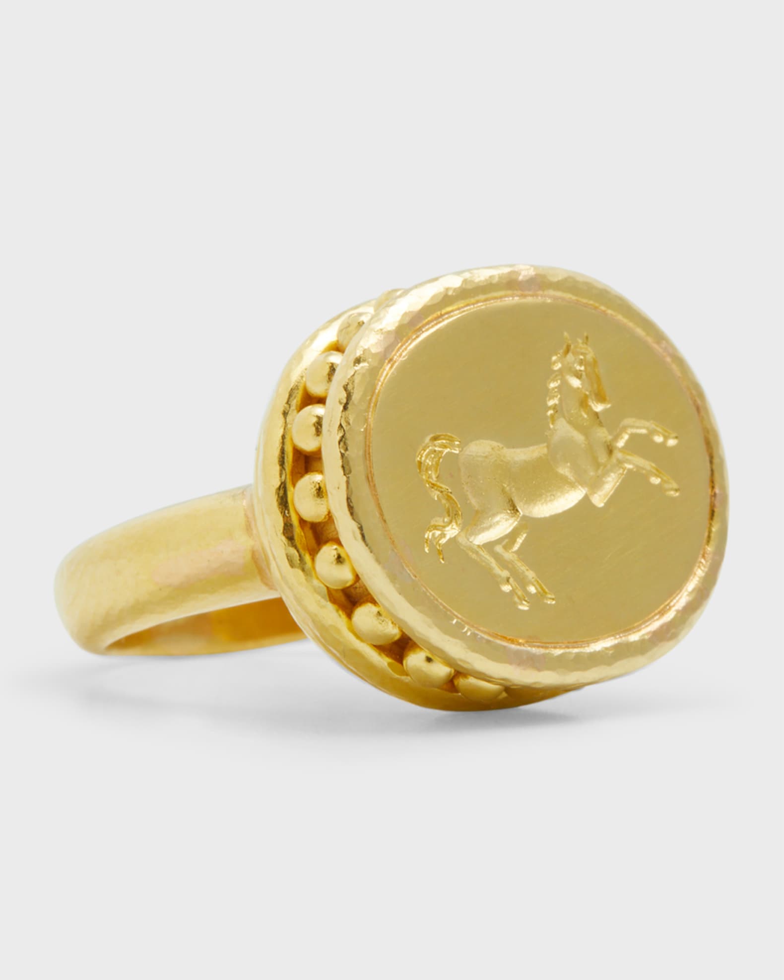 Elizabeth Locke 19K Horse on Oval Ring, Size 7 | Neiman Marcus