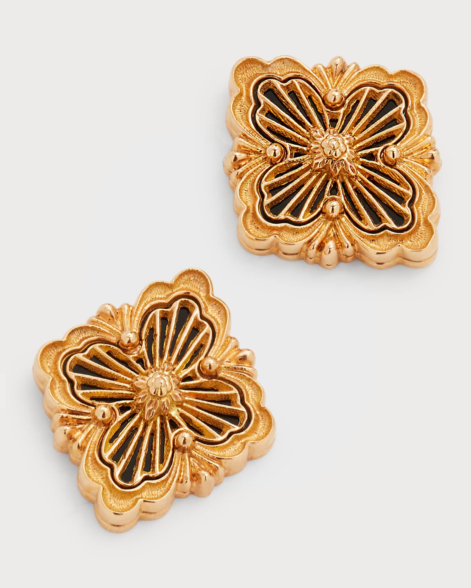 Buccellati Opera Tulle 18K Gold Onyx Earrings | Neiman Marcus