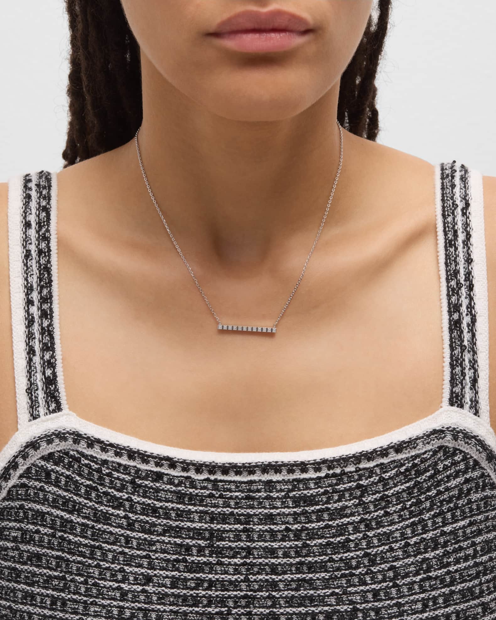 Chopard 18K White Gold Ice Cube Bar Necklace | Neiman Marcus