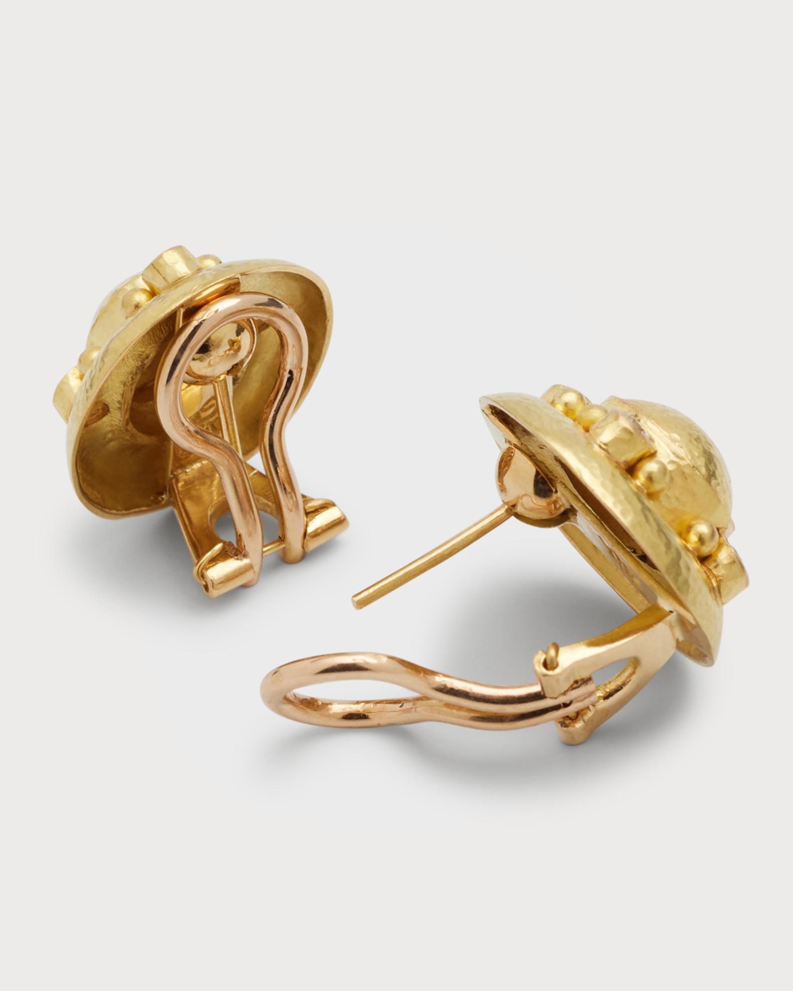 Elizabeth Locke 19K Vertical Oval Dome Earrings with 2.5mm Diamonds ...