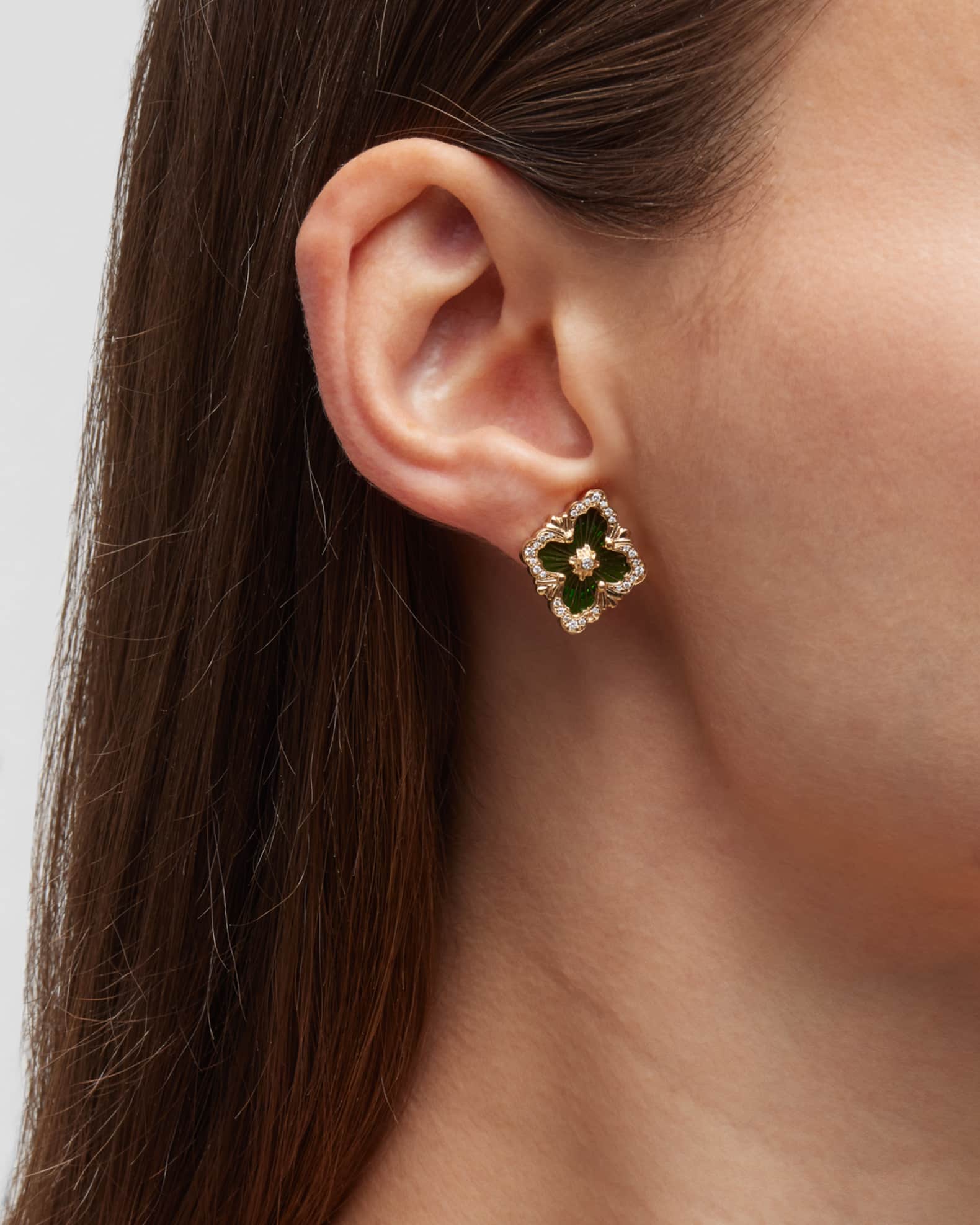 Buccellati Opera Tulle 18K Enamel Diamond Earrings | Neiman Marcus