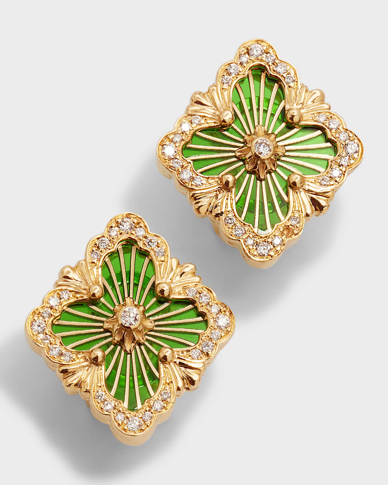 Buccellati Opera Tulle 18K Enamel Diamond Earrings | Neiman Marcus