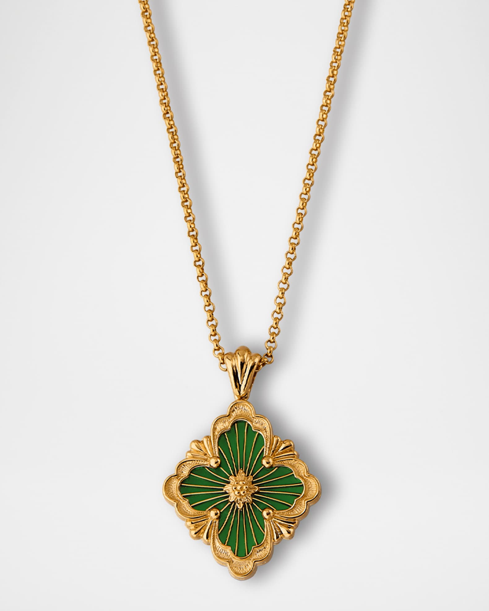 Buccellati 18K Yellow Gold Opera Tulle Green Pendant | Neiman Marcus