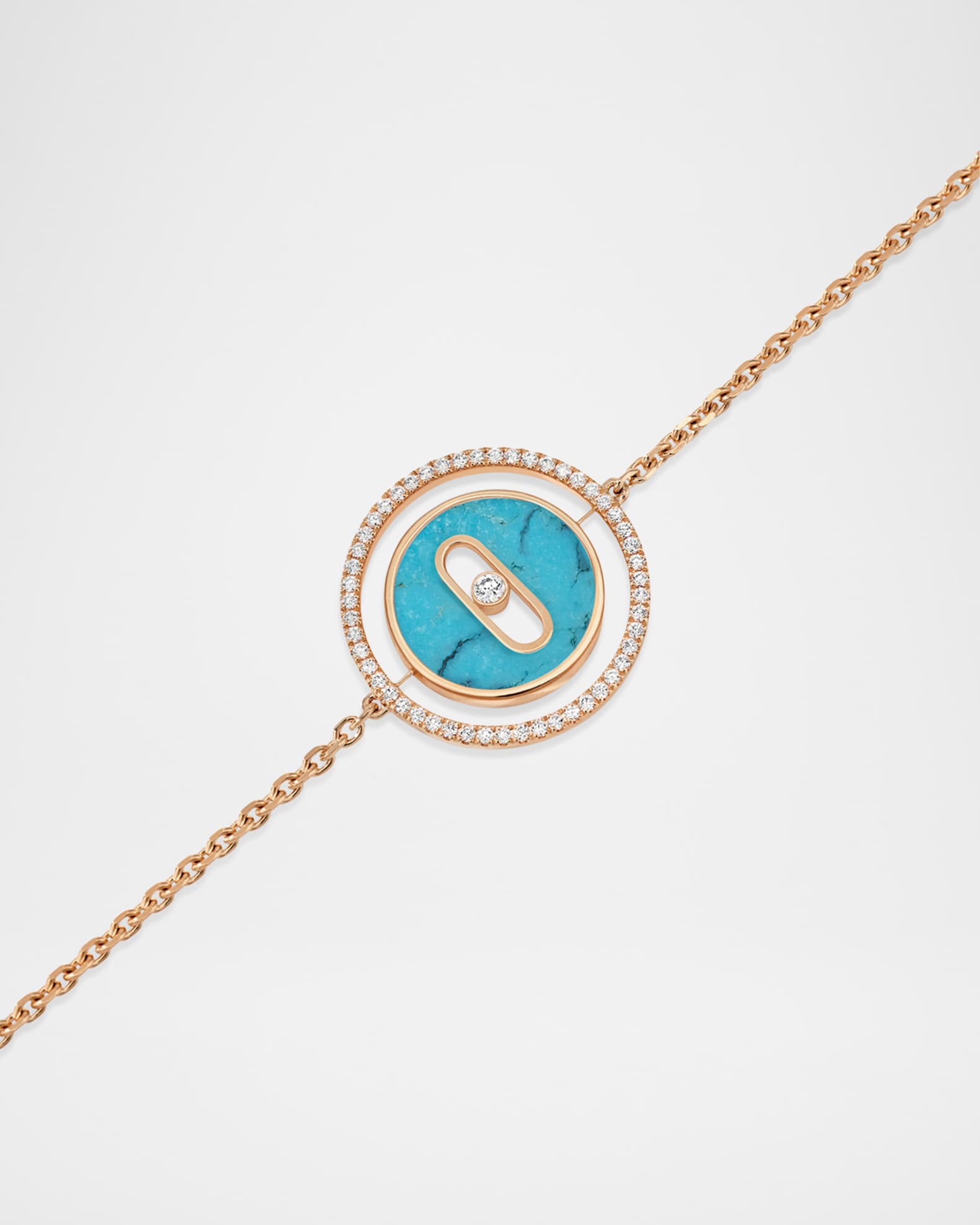 Messika LUCKY MOVE 18K ROSE GOLD TURQUOISE PENDANT BRACELET | Neiman Marcus